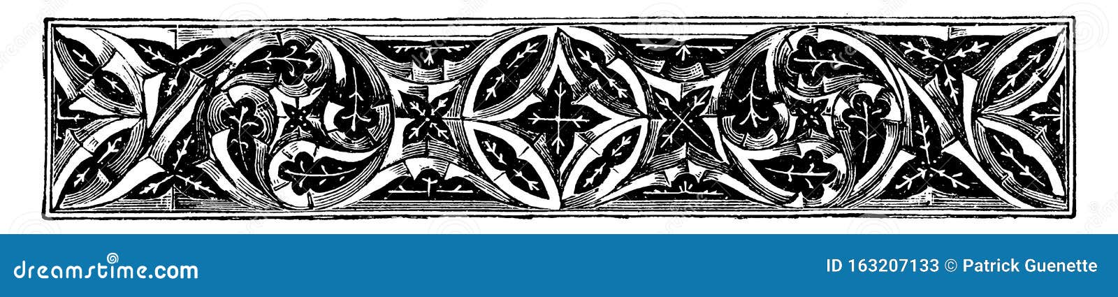 Decorative Divider Has a Dark Pattern in this Image, Vintage Engraving ...