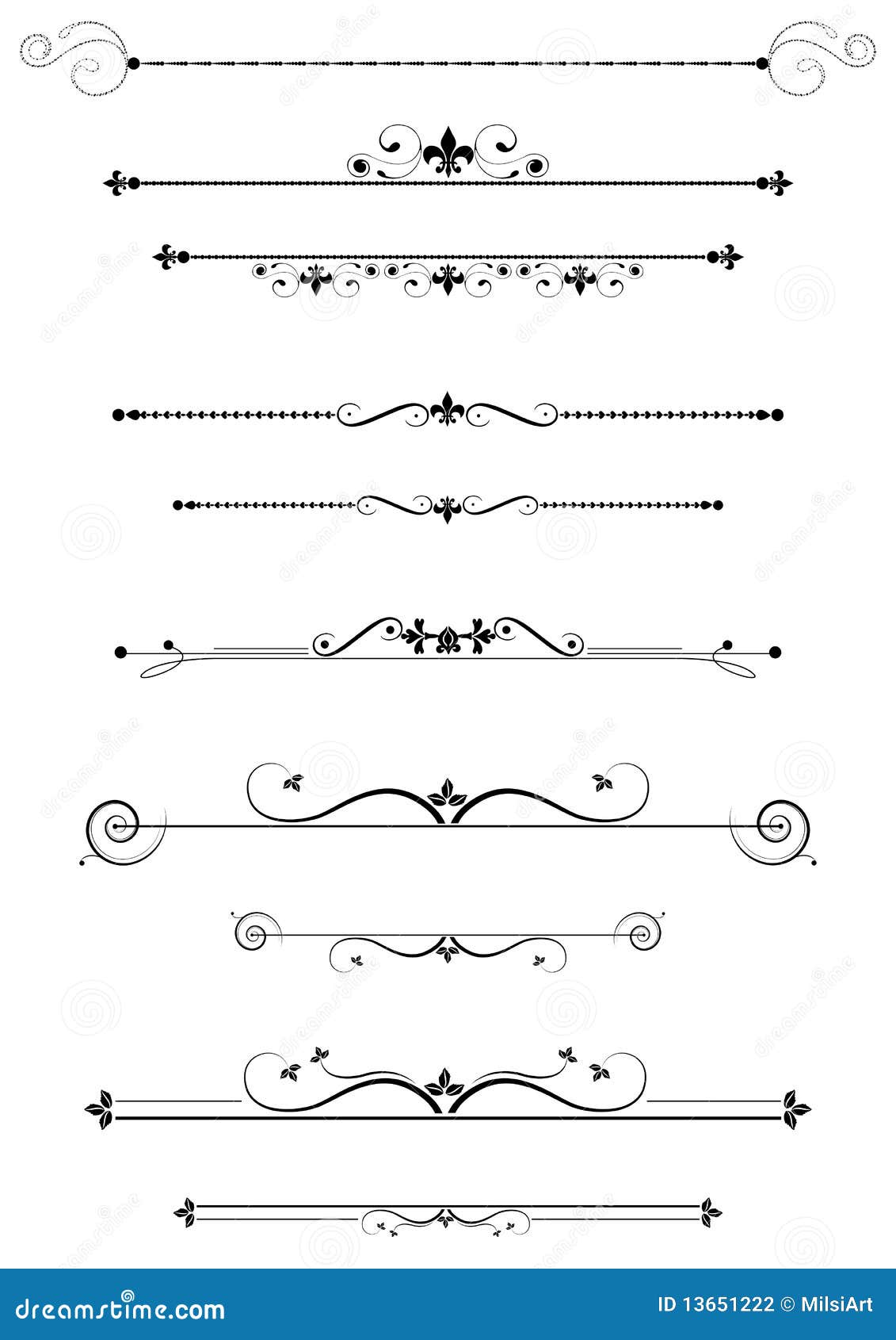 Decorative dividers stock vector. Illustration of scroll - 13651222