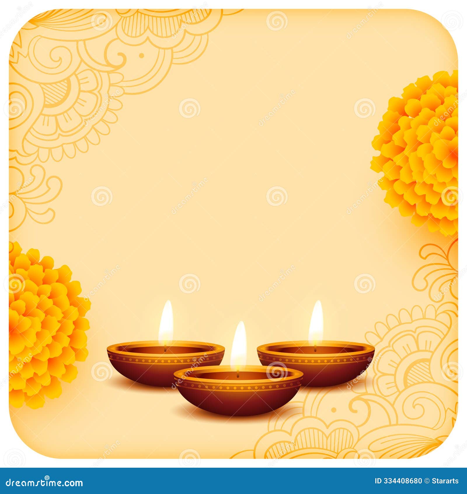 Decorative Diwali Wishes Floral Background with Diya and Text Space ...