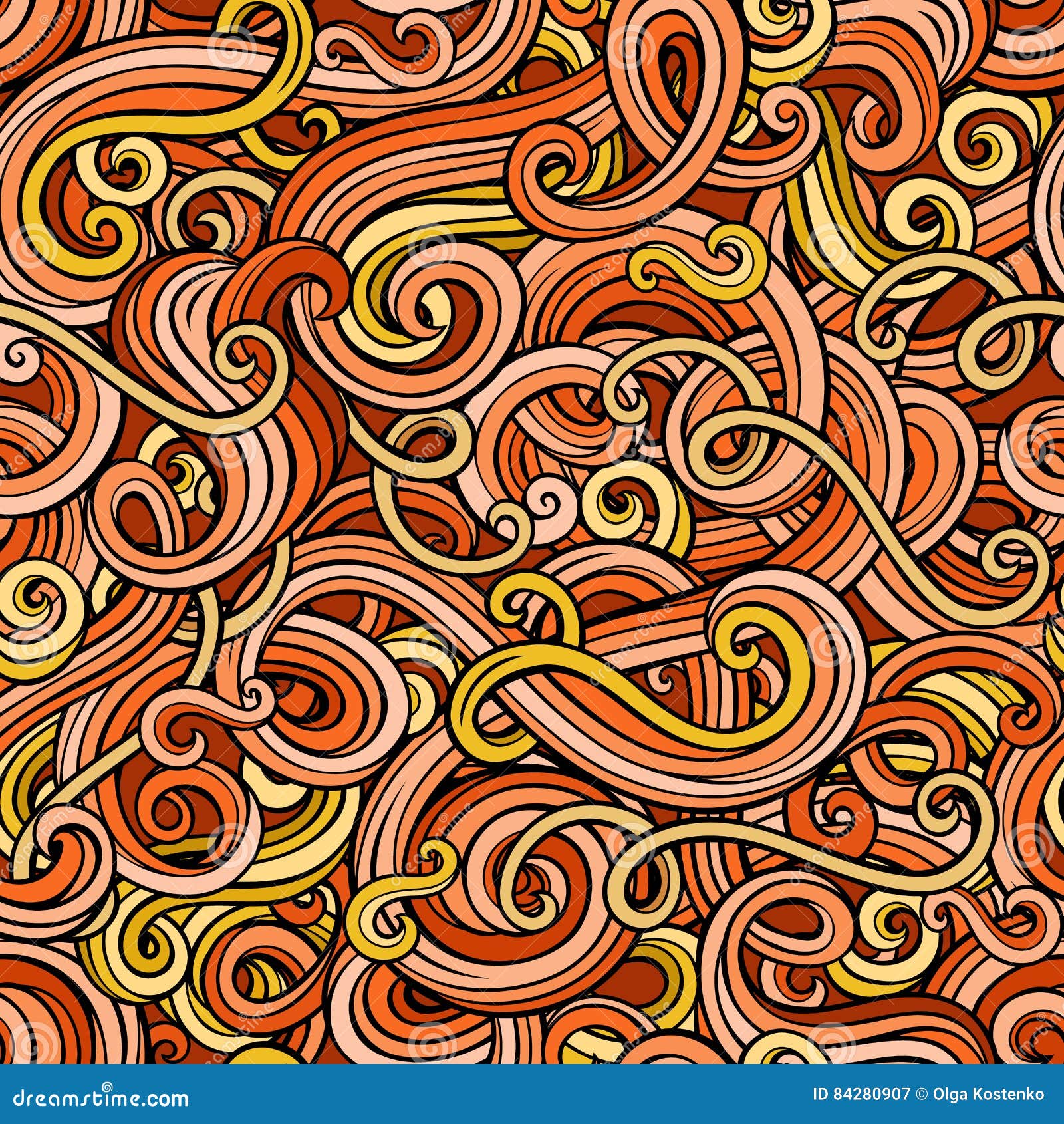 Decorative Doodle Abstract Curly Seamless Pattern Stock Vector ...