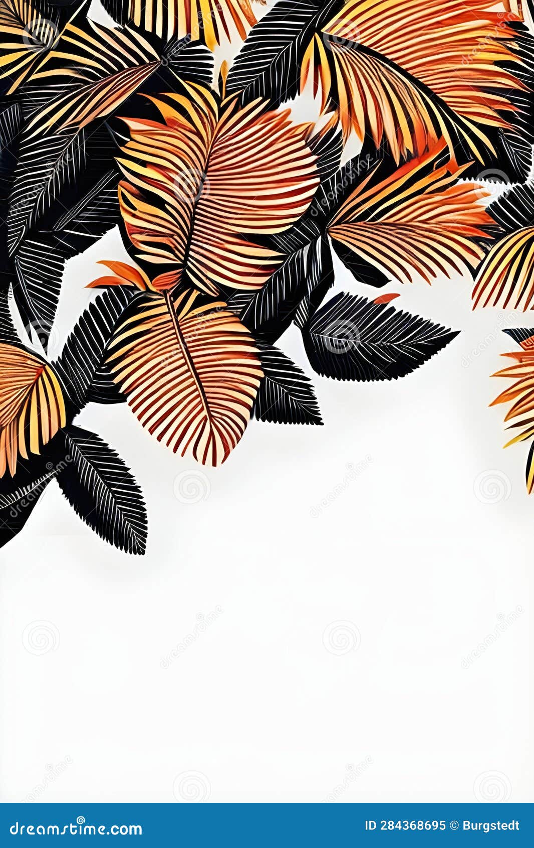 Decorative Earth Tone Colored Branches and Leaves in Illustrative Style ...