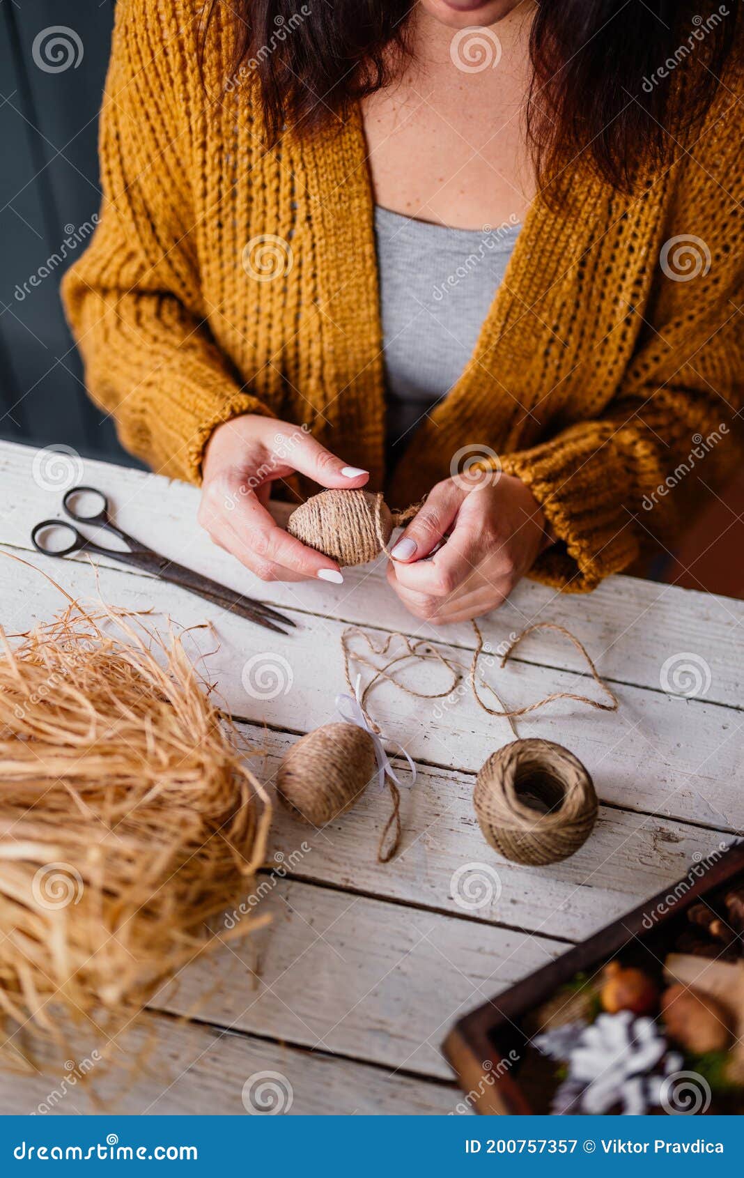 Decorative Easter Egg Made with Rope Stock Image - Image of hipster ...