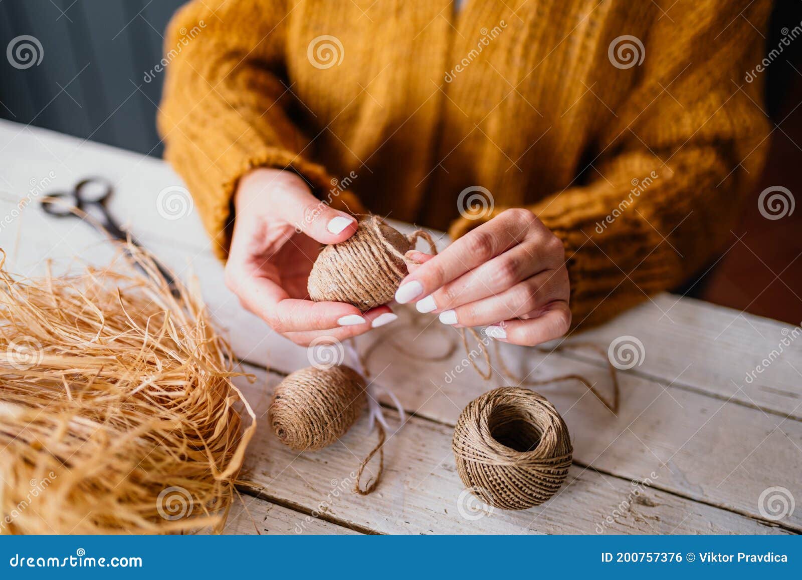 Decorative Easter Egg Made with Rope Stock Photo - Image of handmade ...