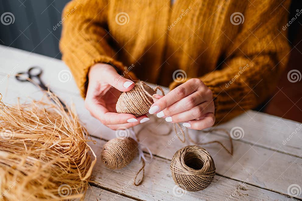 Decorative Easter Egg Made with Rope Stock Photo - Image of handmade ...