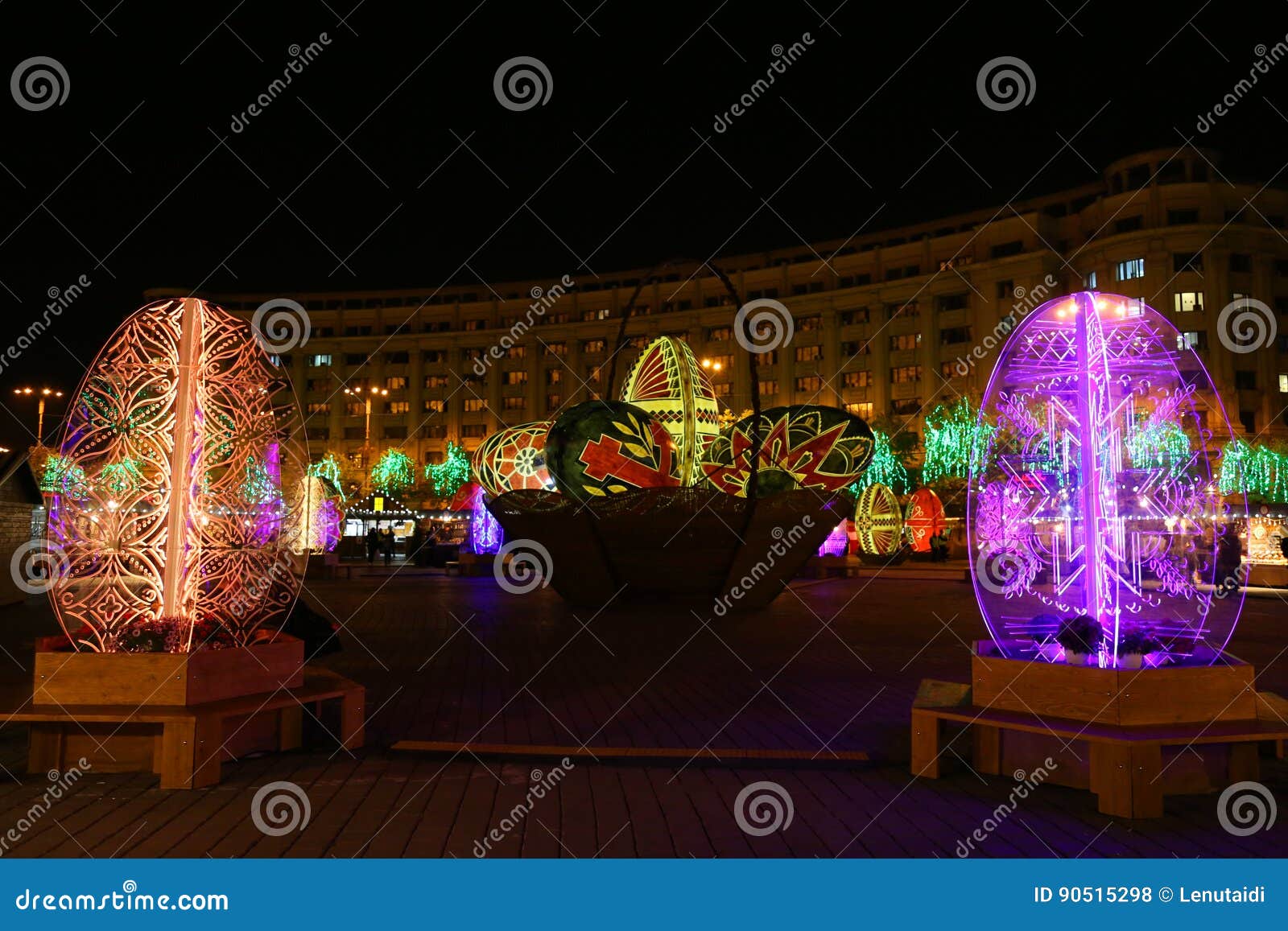 Decorative Easter Eggs in the Night Editorial Stock Photo - Image of ...