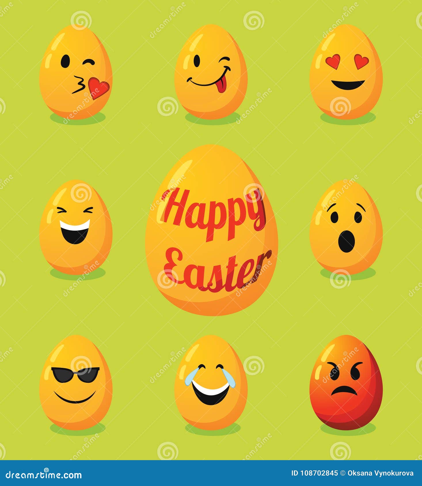 Decorative Smiley Eggs for Happy Easter Stock Vector - Illustration of ...