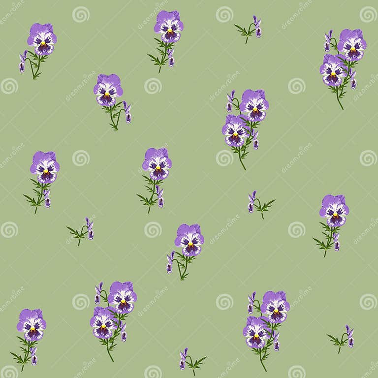 Decorative Elegant Pattern with Small-scale Cute Flower of Viola on ...