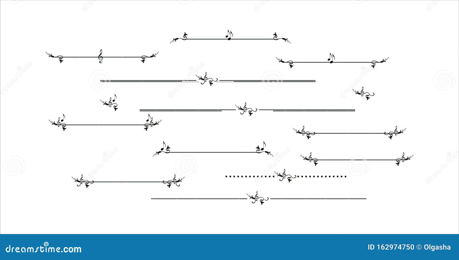 Decorative Elegant Delimiter Line with Music Elements Stock Vector ...