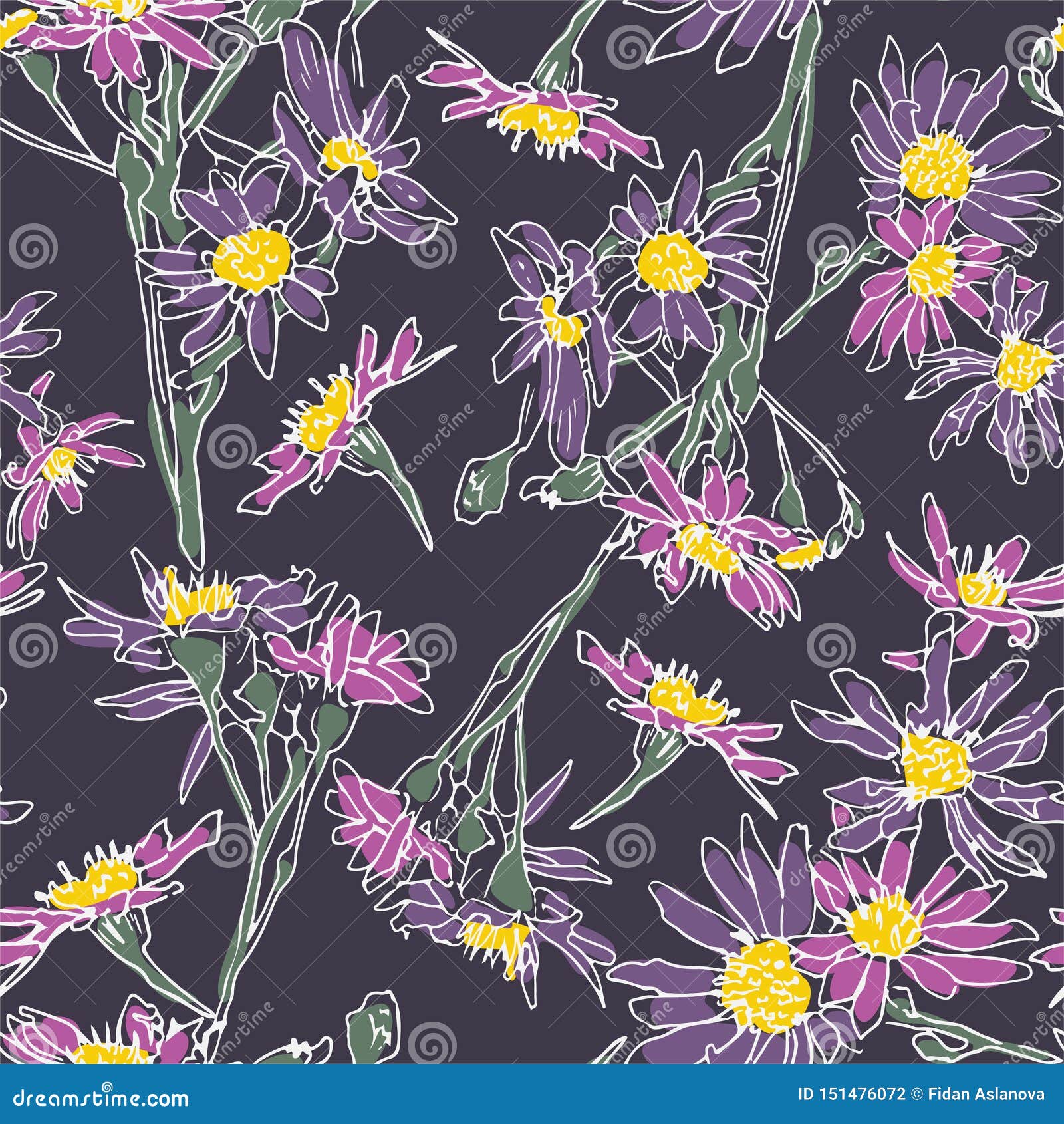Decorative Elegant Floral Wallpaper. Seamless Vector Repeat Flowers ...