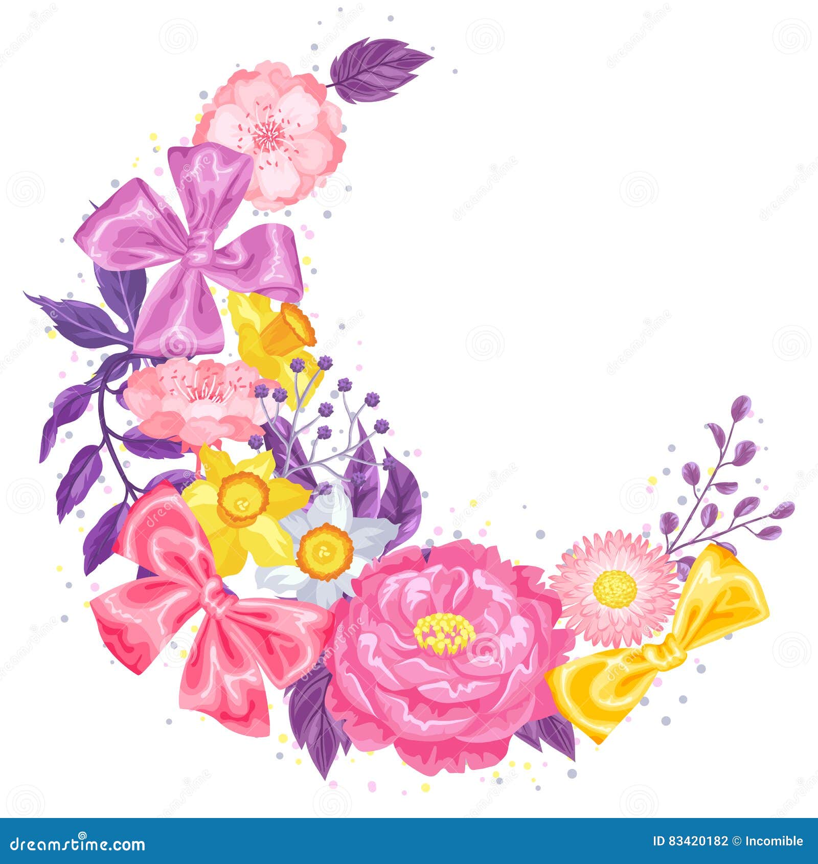 Decorative Element with Delicate Flowers. Object for Decoration Wedding ...