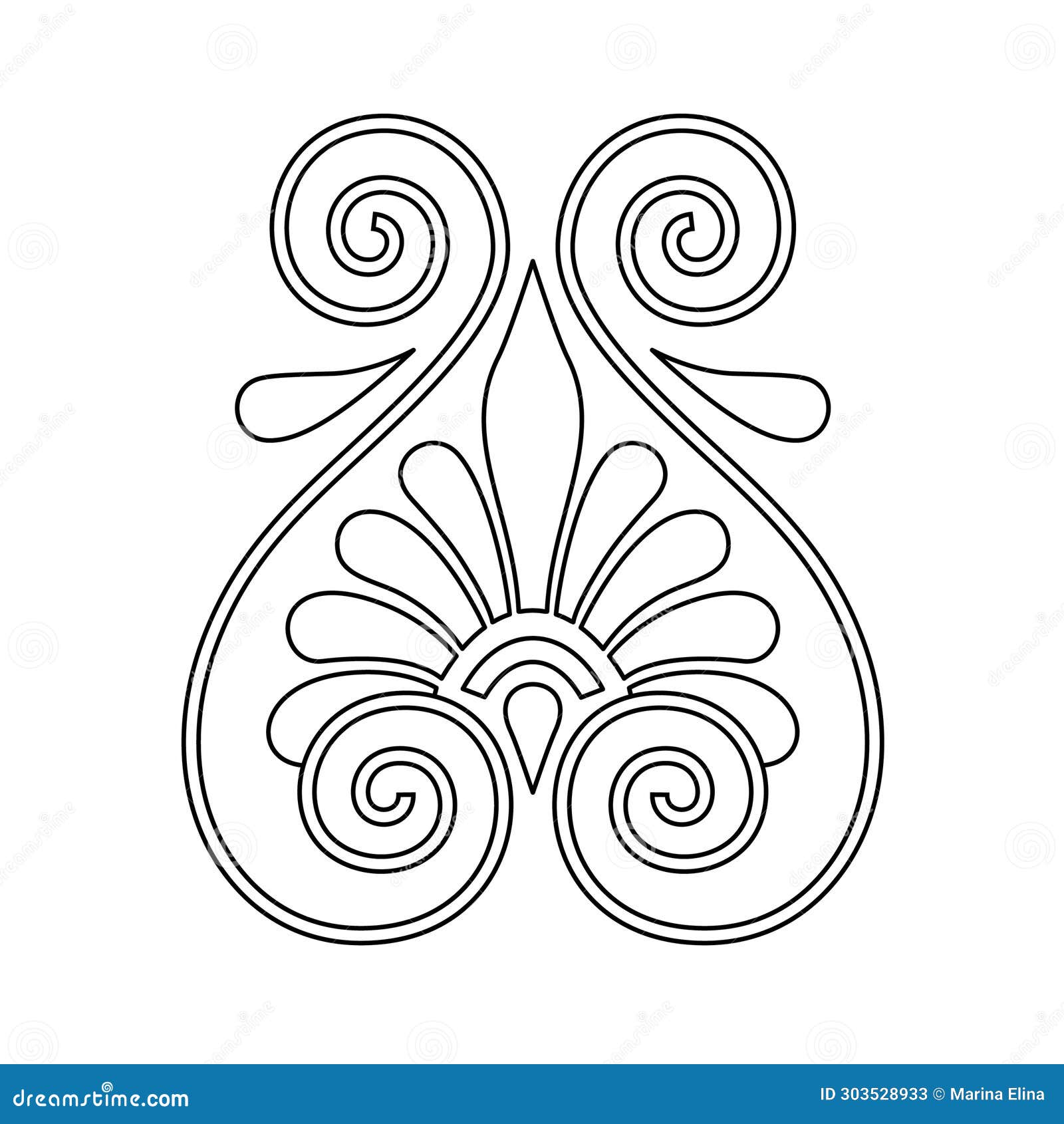 Baroque Outline Decorative Element Vector Illustration. Victorian Style ...