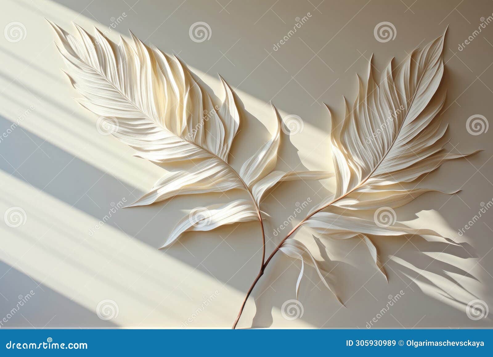 Decorative Element on the Wall. Bas-relief in the Form of a Branch with ...