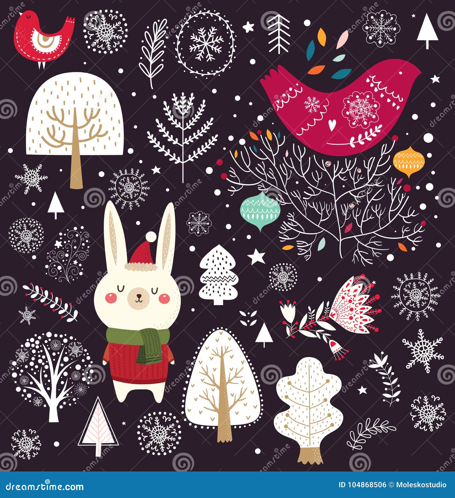 Decorative Elements and Animals Stock Vector - Illustration of ...