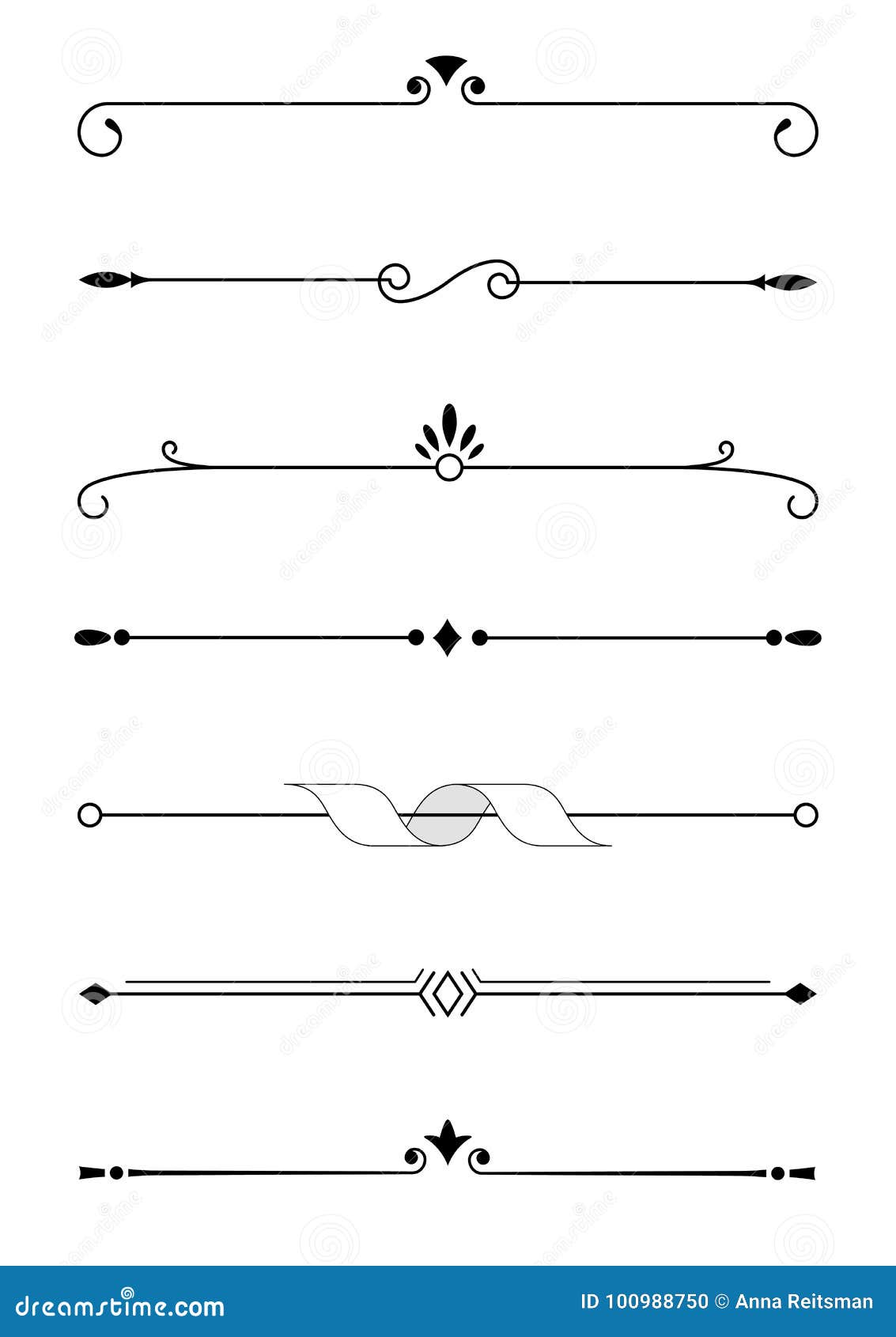 Decorative Elements, Borders and Text Dividers Stock Vector ...