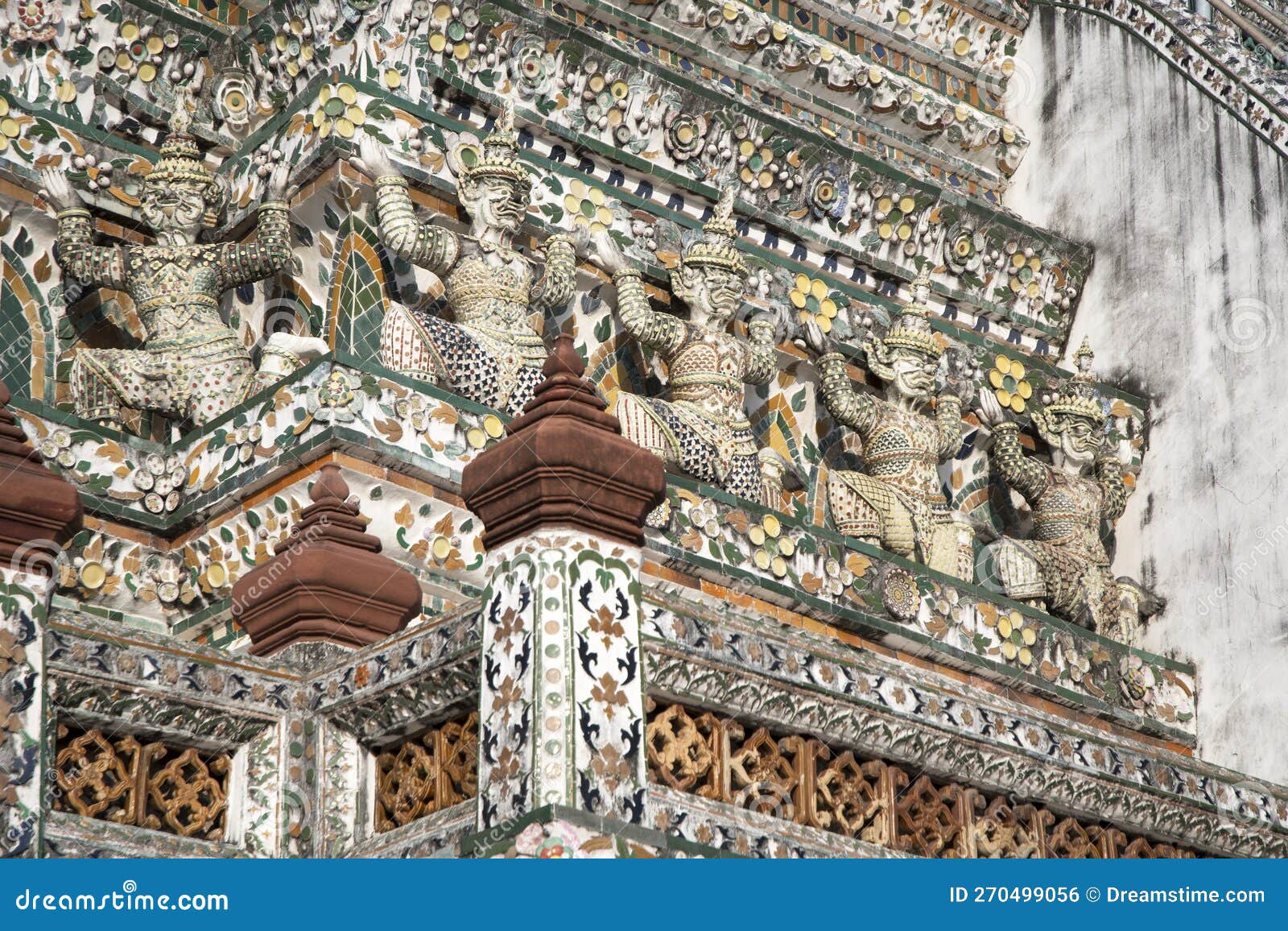 Decorative Elements On Facade Of Wat Arun, Temple Of Dawn In Bangkok ...