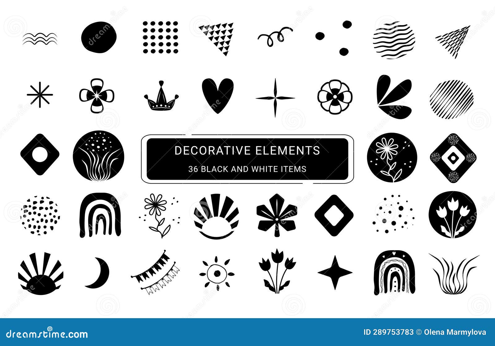 Decorative Elements Icon Set Stock Illustration - Illustration of ...