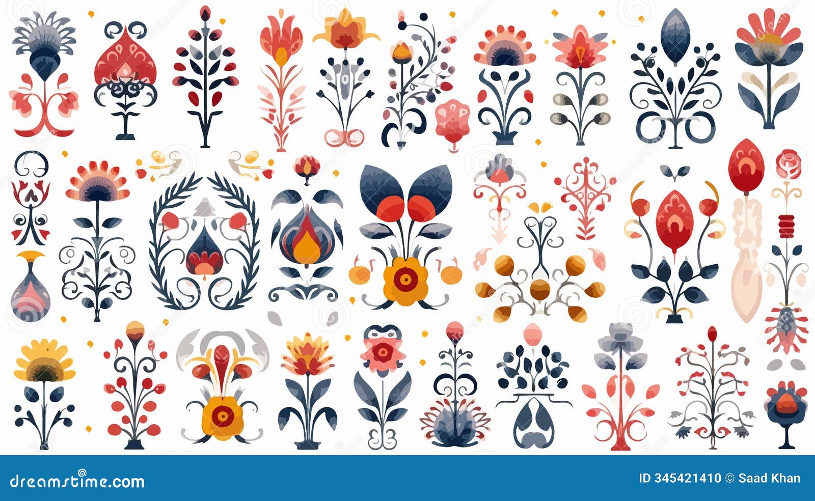 Decorative Elements Motifs Cartoon Vector Illustration Stock Vector ...