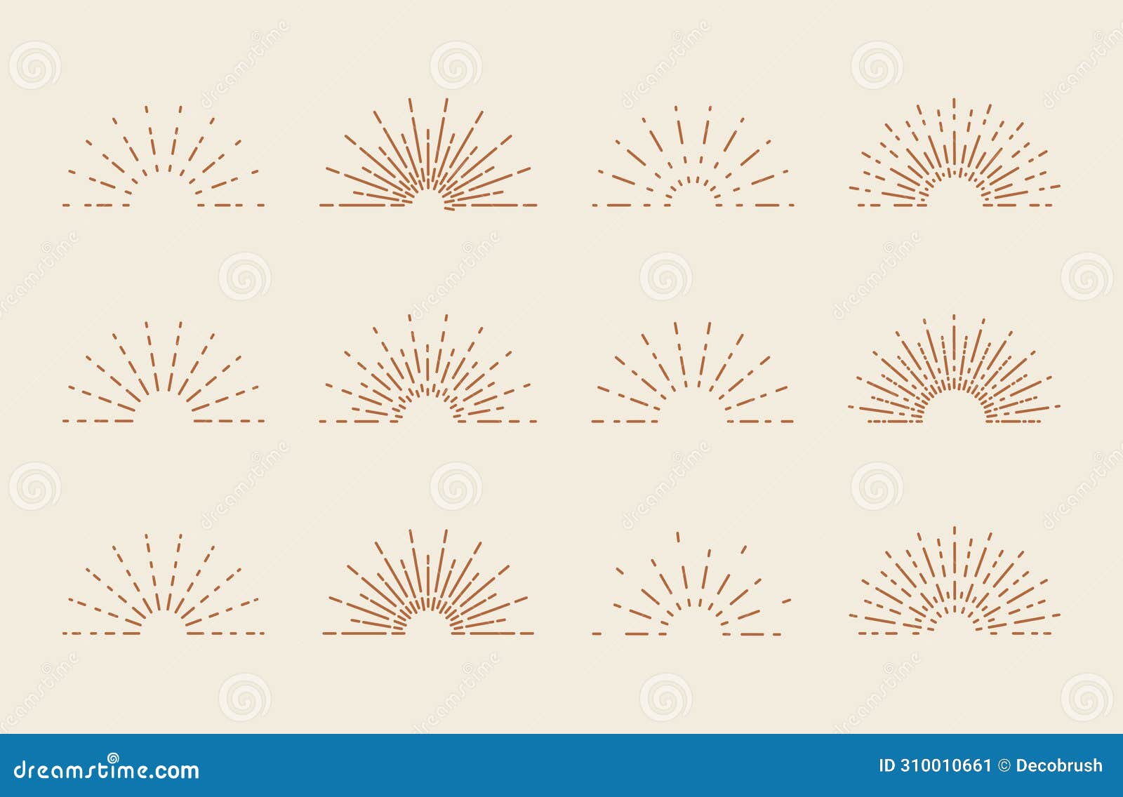 Decorative Elements Sun Rays, Line Art Vector Illustration Stock ...