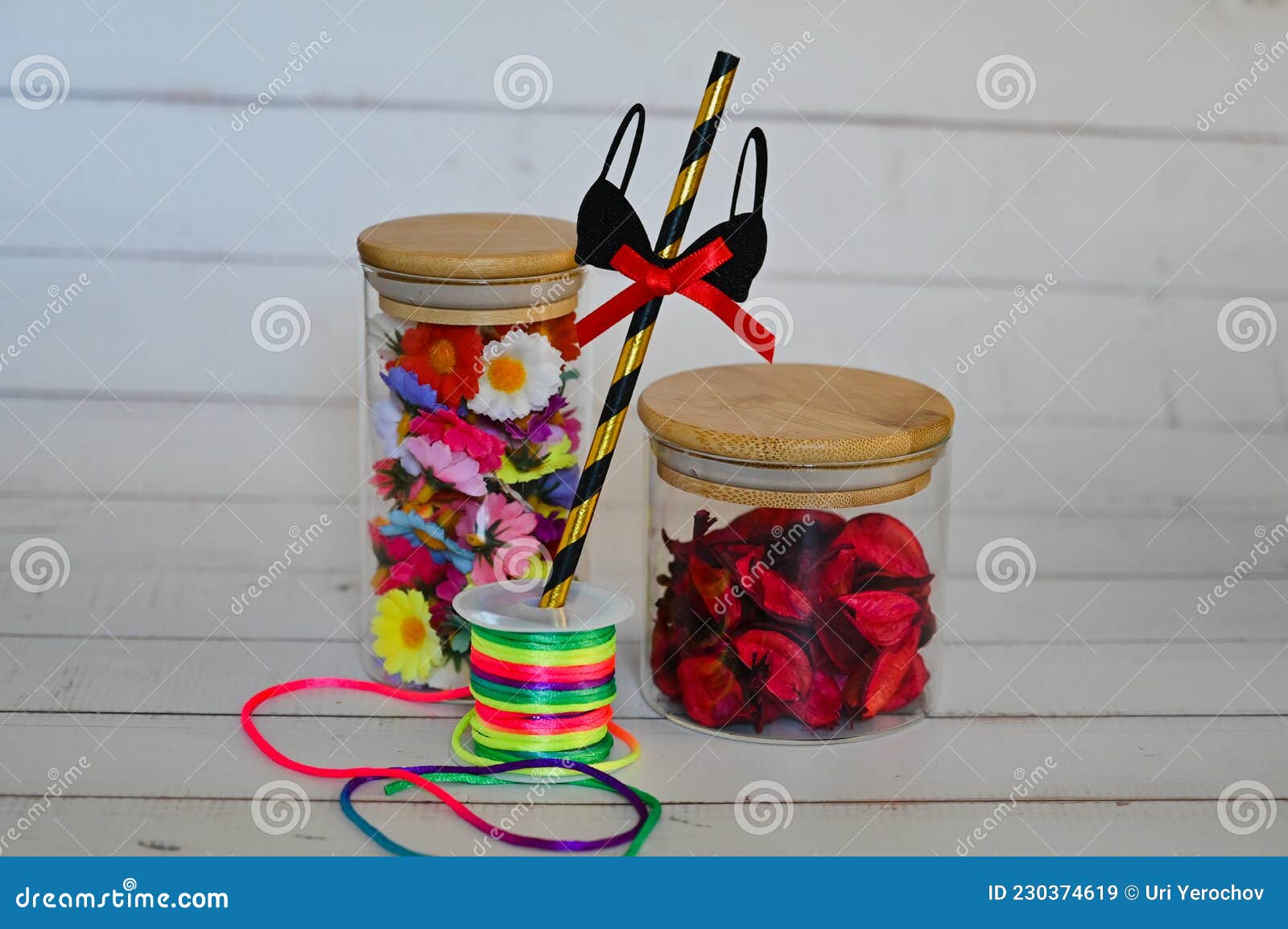 Decorative Elements for Various Festive Events are in Glass Jars Stock ...