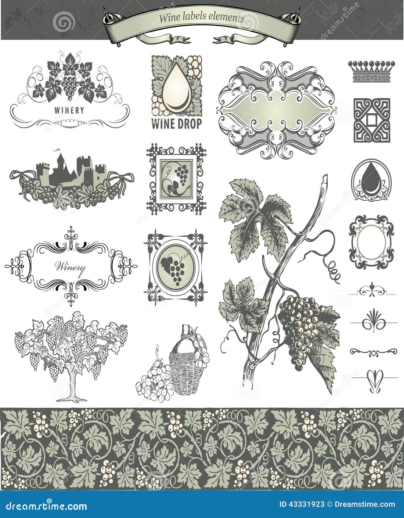 Decorative Elements - Winery Style Stock Vector - Illustration of ...