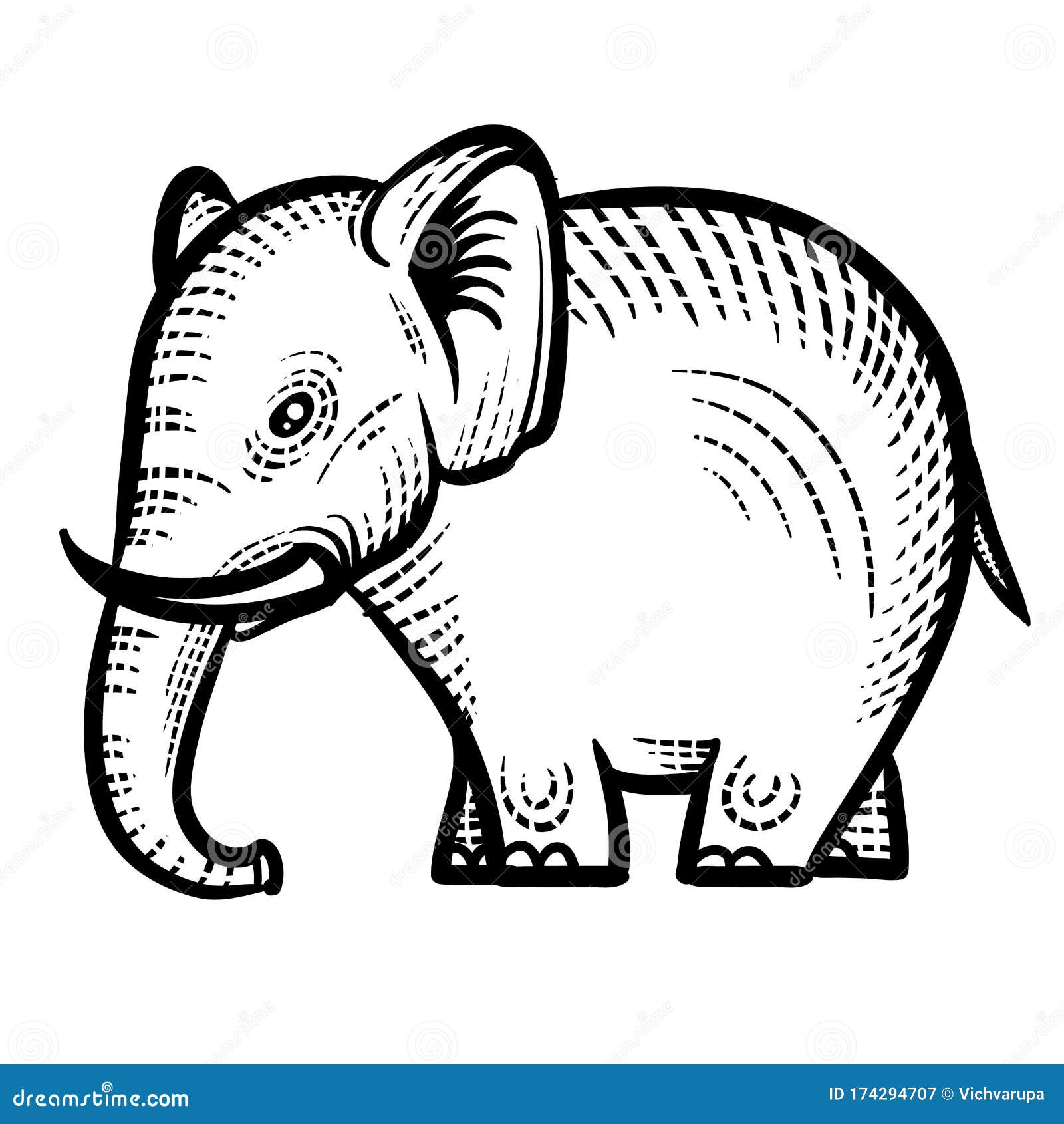 Decorative Elephant Painted with Patterns for Logo, Label, Packaging ...