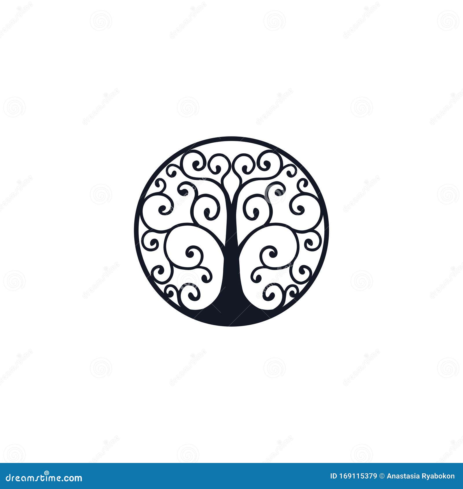 Decorative Emblem Tree Logo Design Isolated Stock Vector - Illustration ...