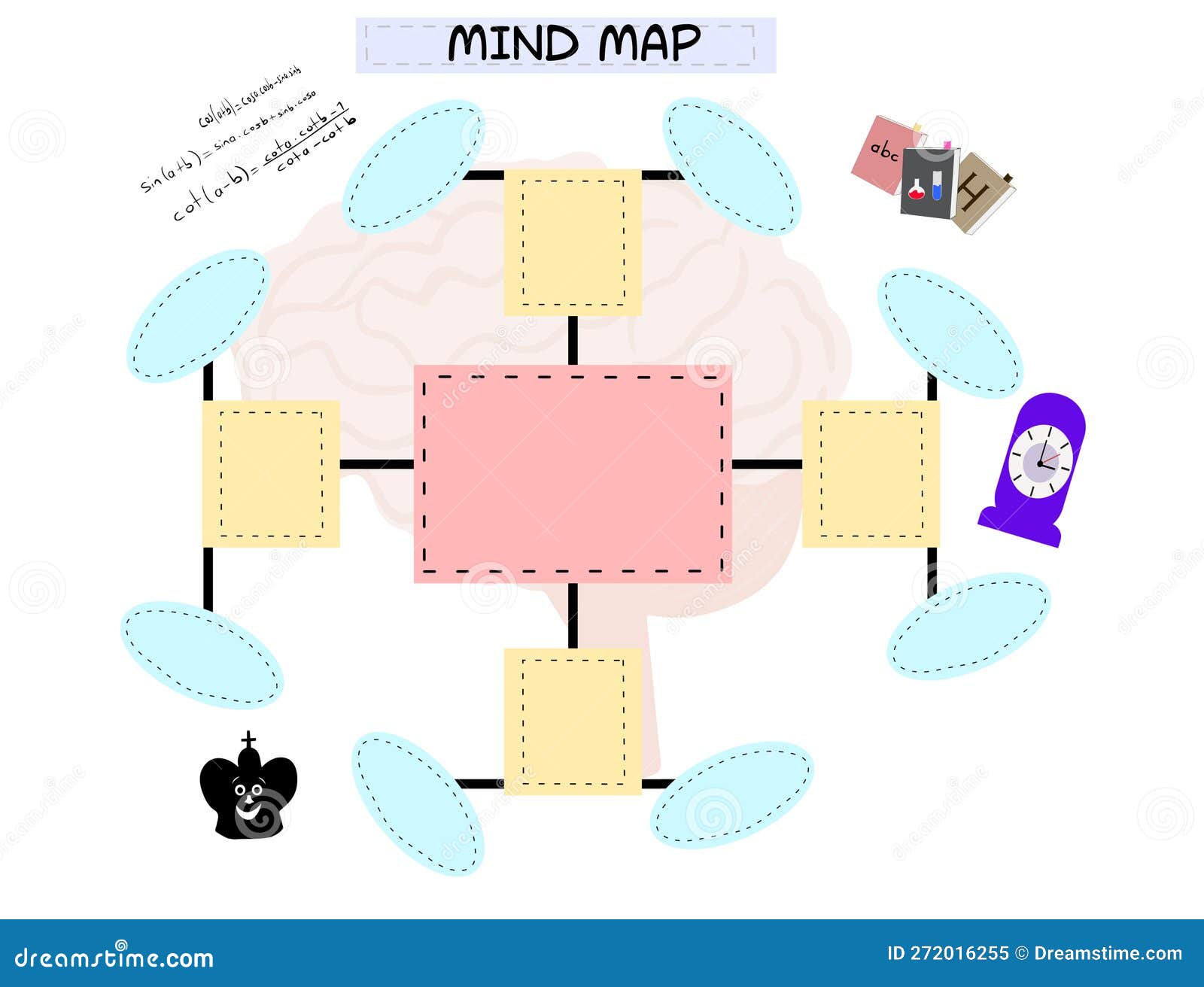 Decorative Empty Mind Map Design Stock Vector - Illustration of brain ...