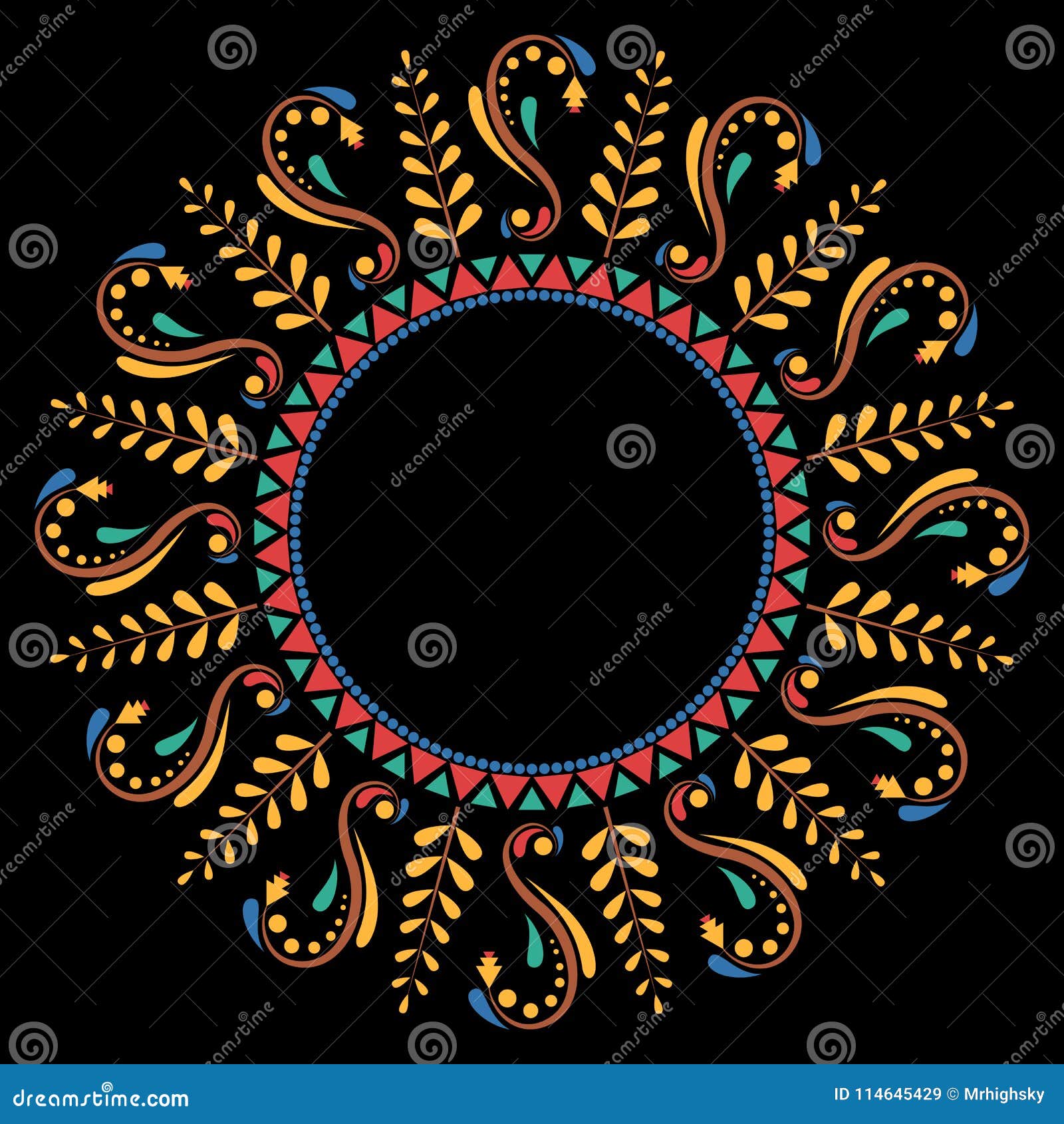 Decorative Ethnic Circular Frame Stock Vector - Illustration of style ...