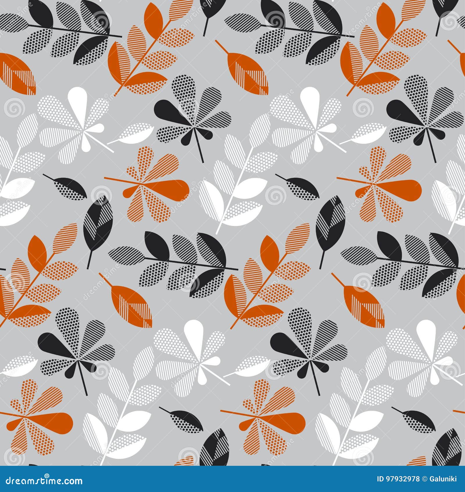 Decorative Fall Leaves Seamless Pattern Stock Vector - Illustration of ...