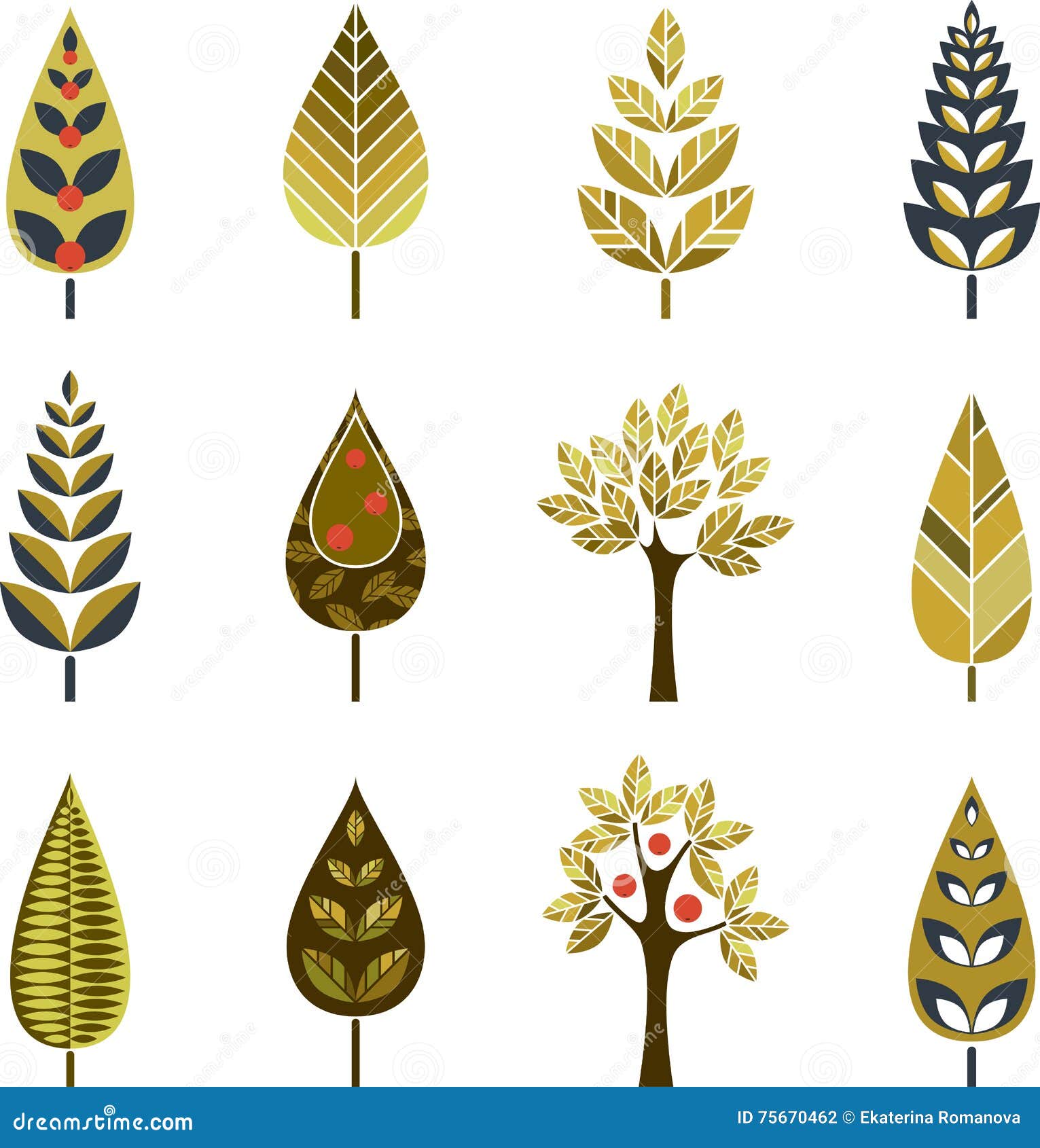 Decorative Fall Trees stock vector. Illustration of autumn - 75670462