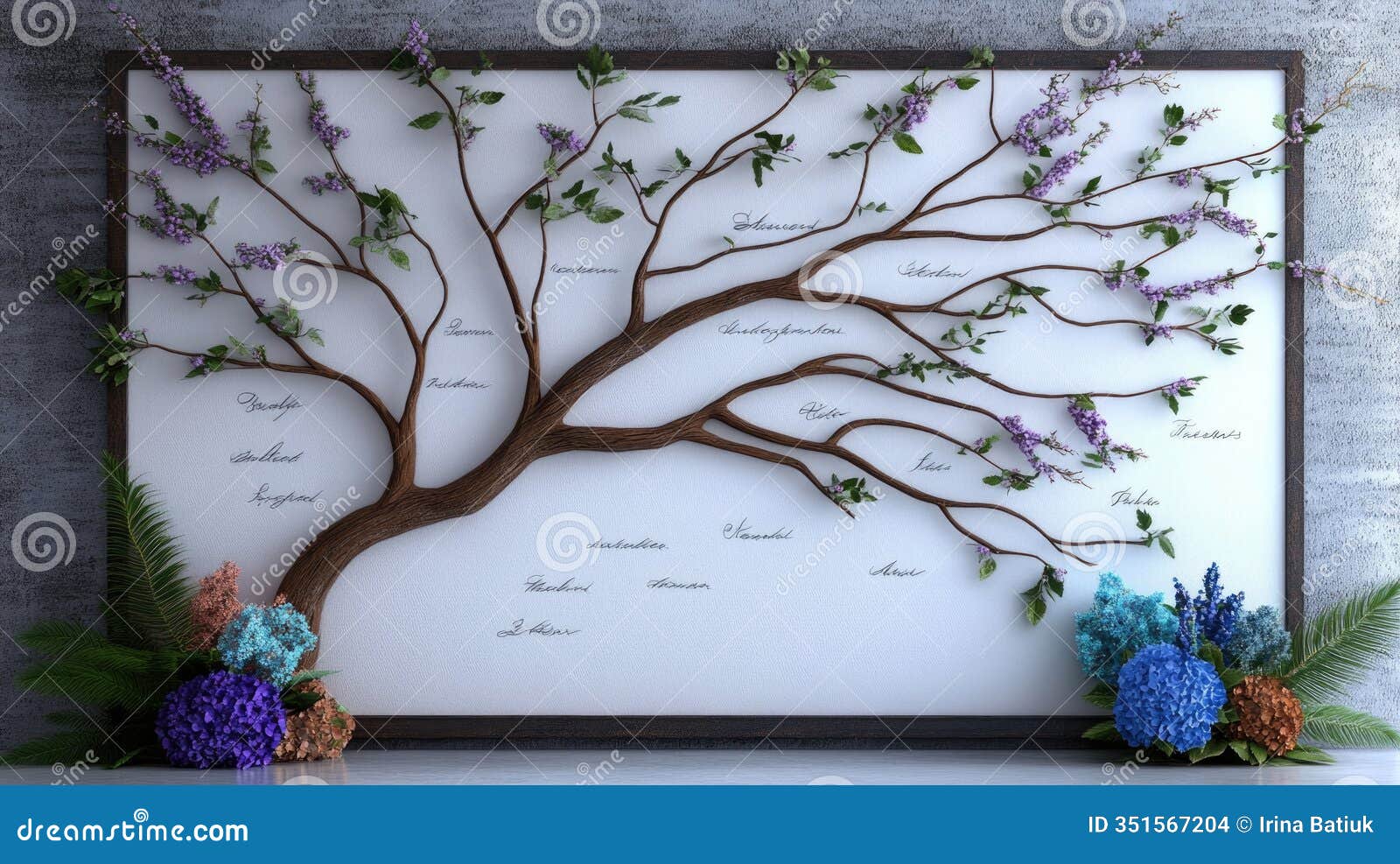 A Decorative Family Tree Design Features Intricately Arranged Branches ...