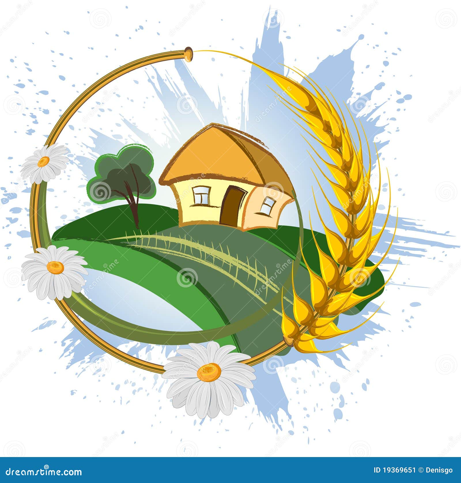 Decorative farm landscape stock vector. Illustration of farm - 19369651