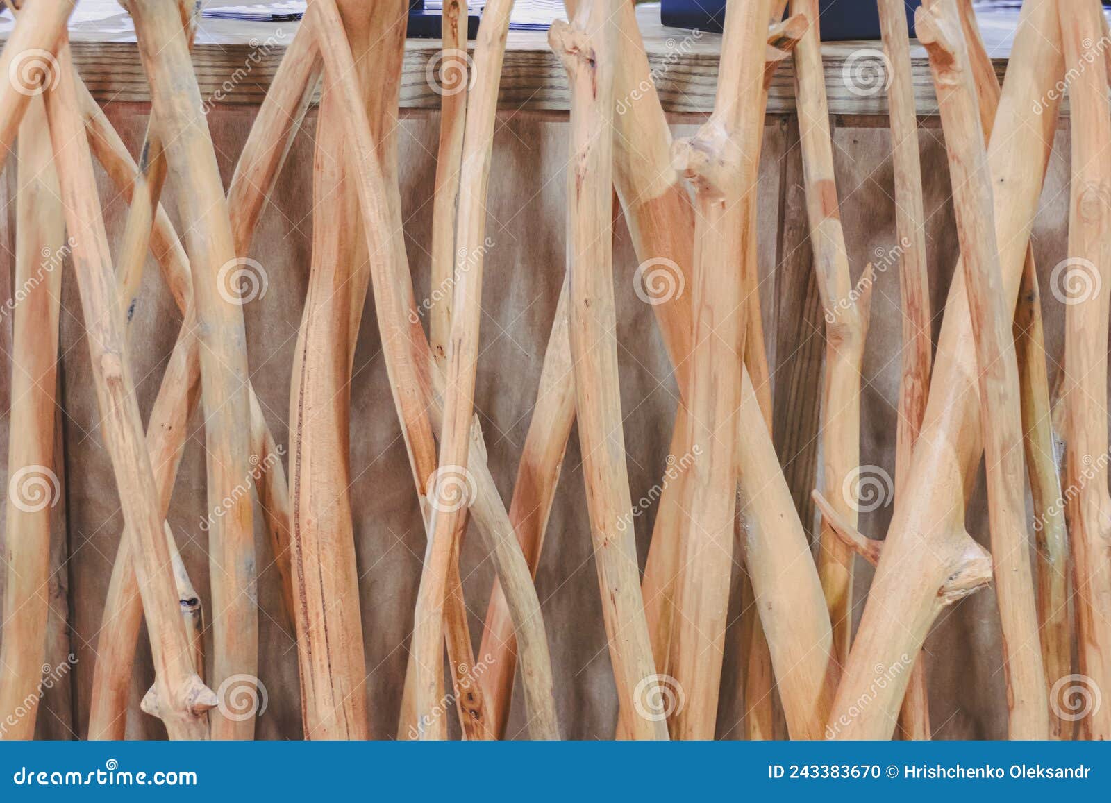 Decorative Fence Made of Sticks. Interior Solution in Loft Style Stock ...