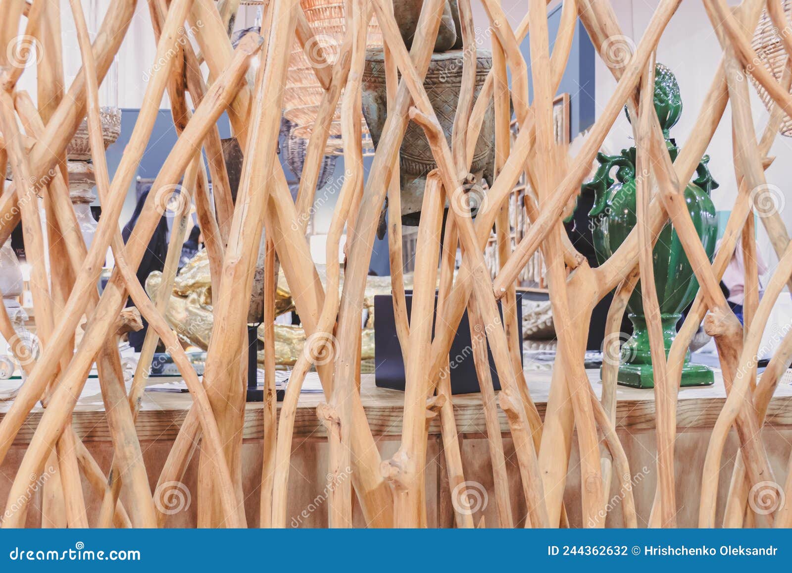 Decorative Fence Made of Sticks. Interior Solution in Loft Style Stock ...