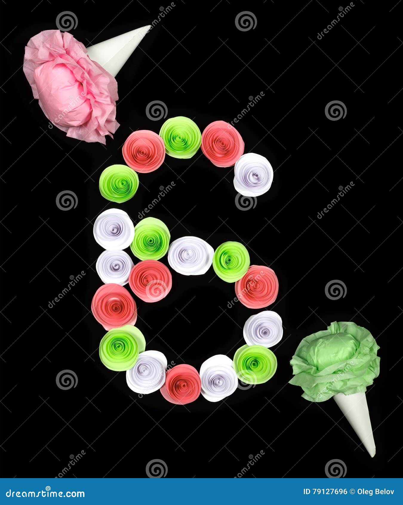 Decorative Figure of Six Lined Paper Flowers Stock Illustration ...