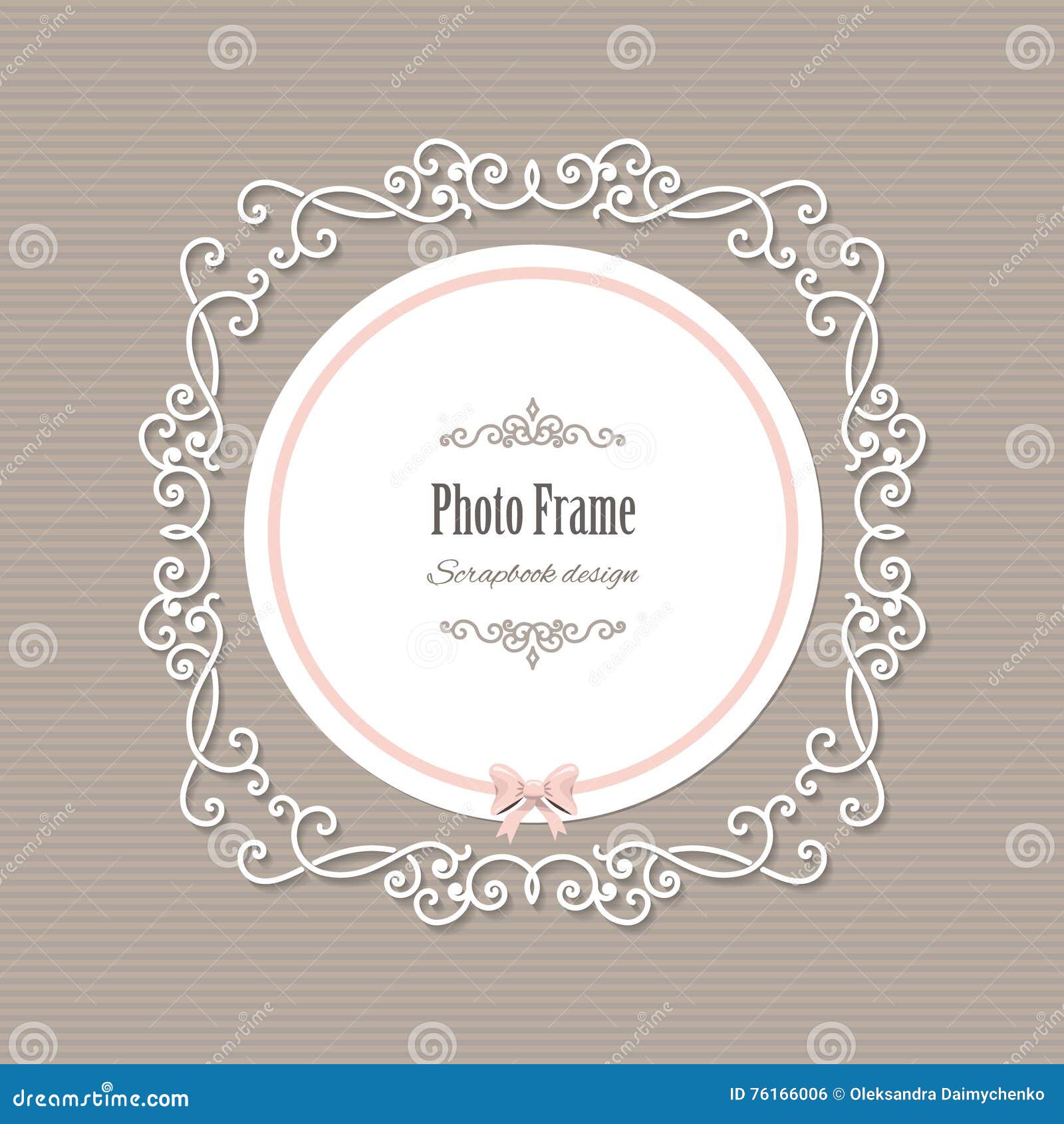 Decorative Filigree Round Frame with Bow. Stock Illustration ...
