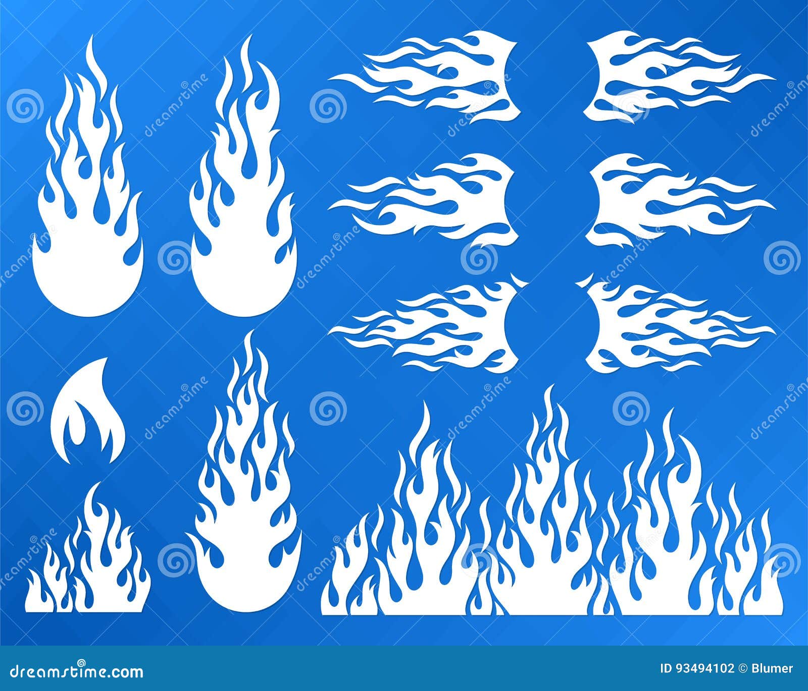 Decorative Fire Flame Design Elements Stock Vector - Illustration of ...