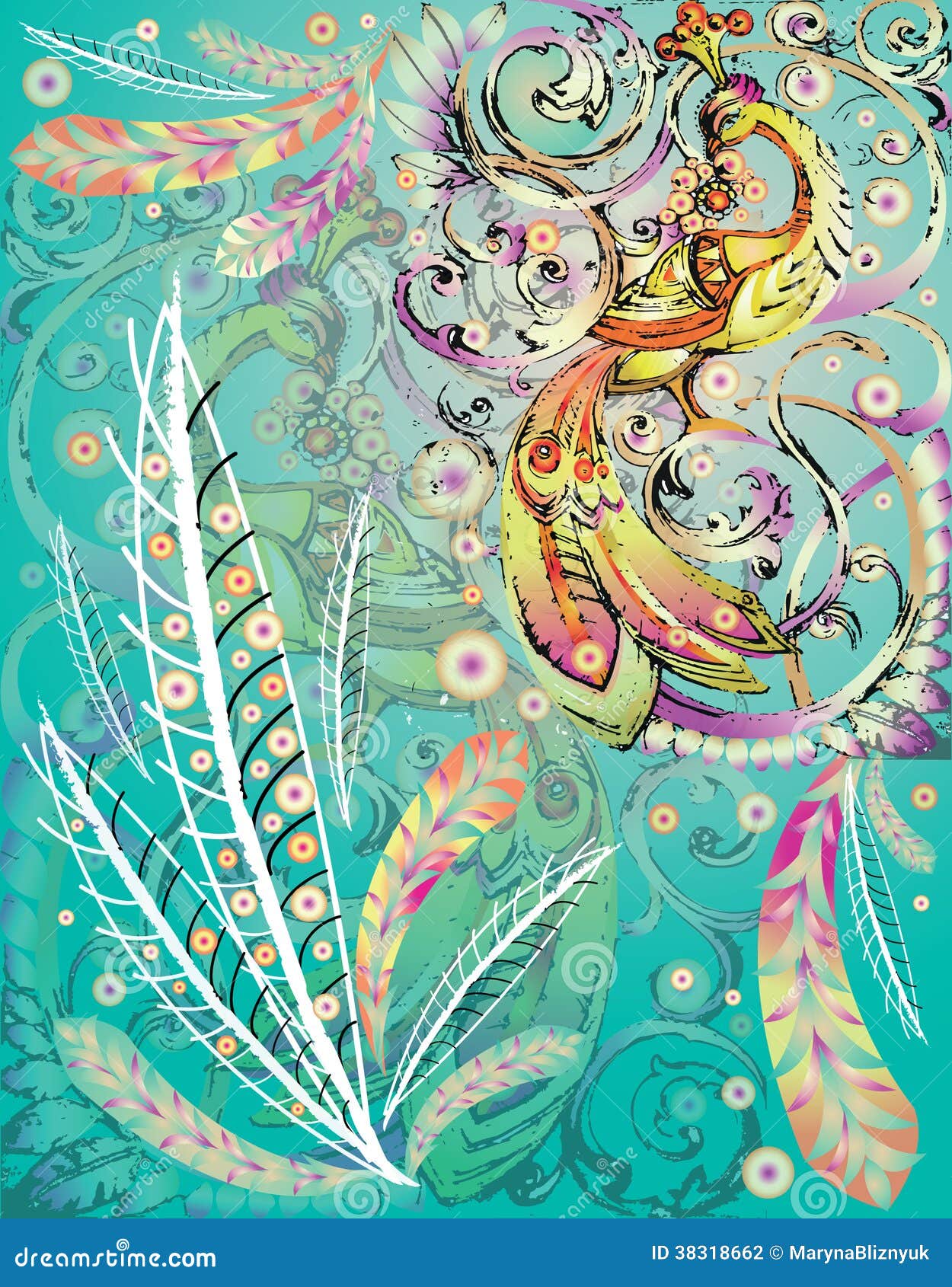 Decorative Firebird with Feather Stock Vector - Illustration of ...