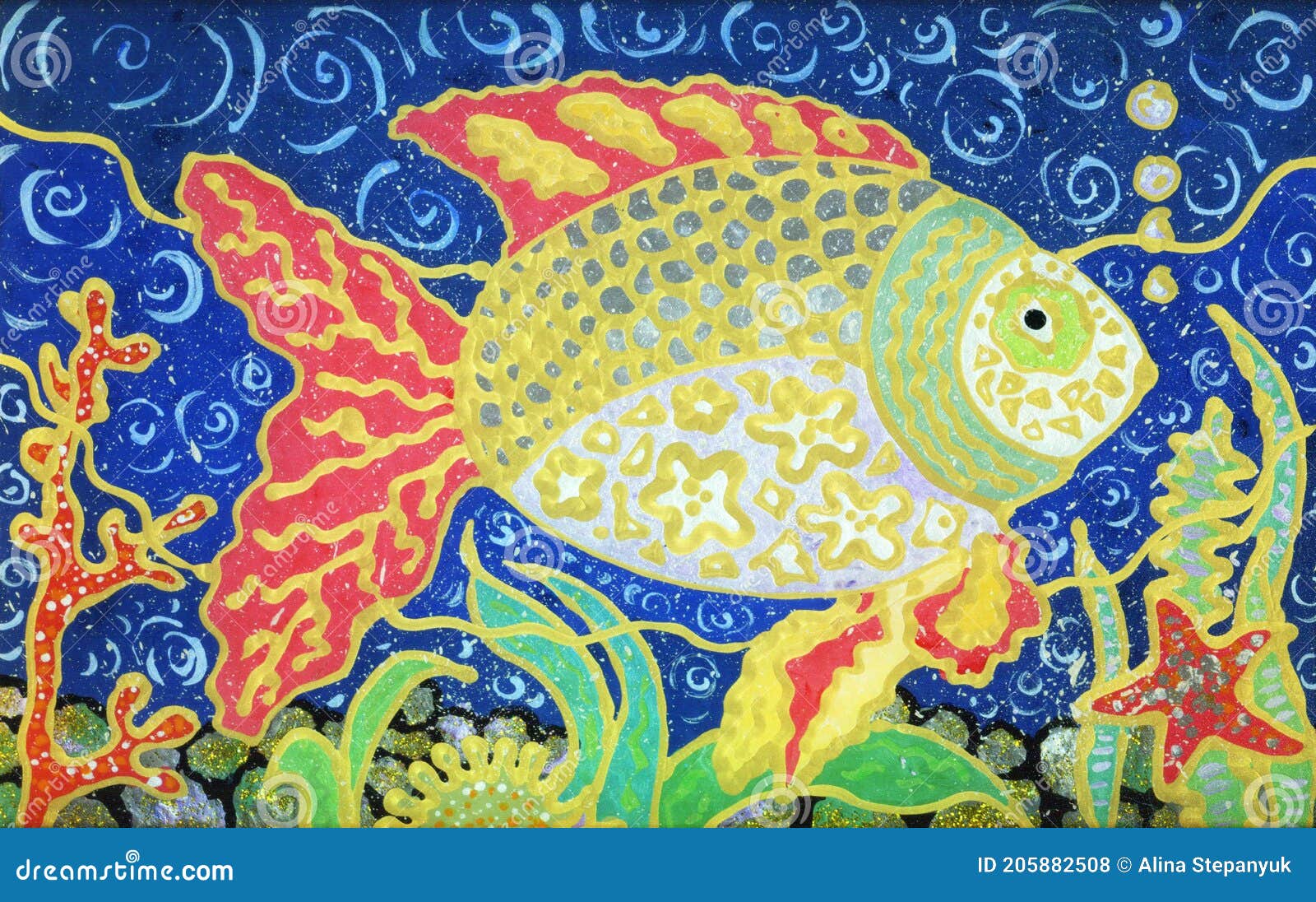 Decorative Fish. Artistic Work of Authorship. Made with Acrylic Paints ...