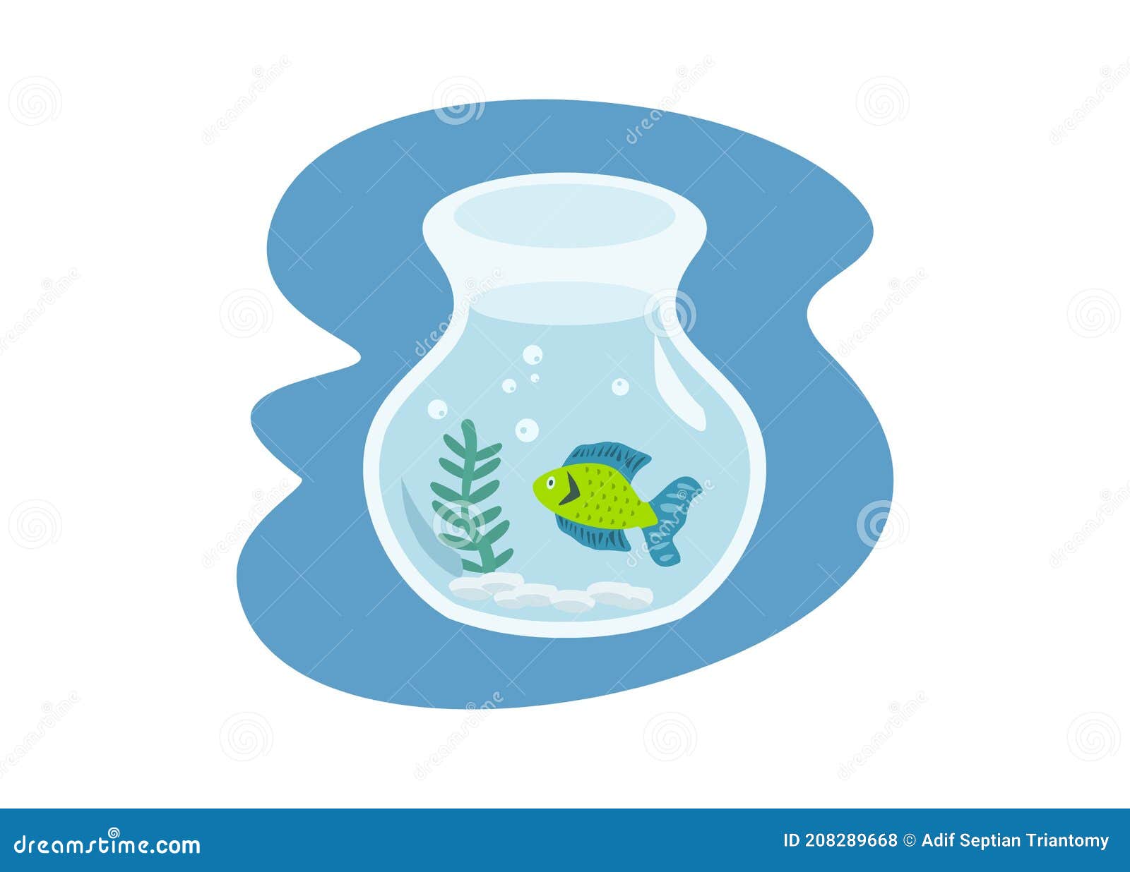 Decorative Fish Inside a Fishbowl. Simple Flat Illustration Stock ...