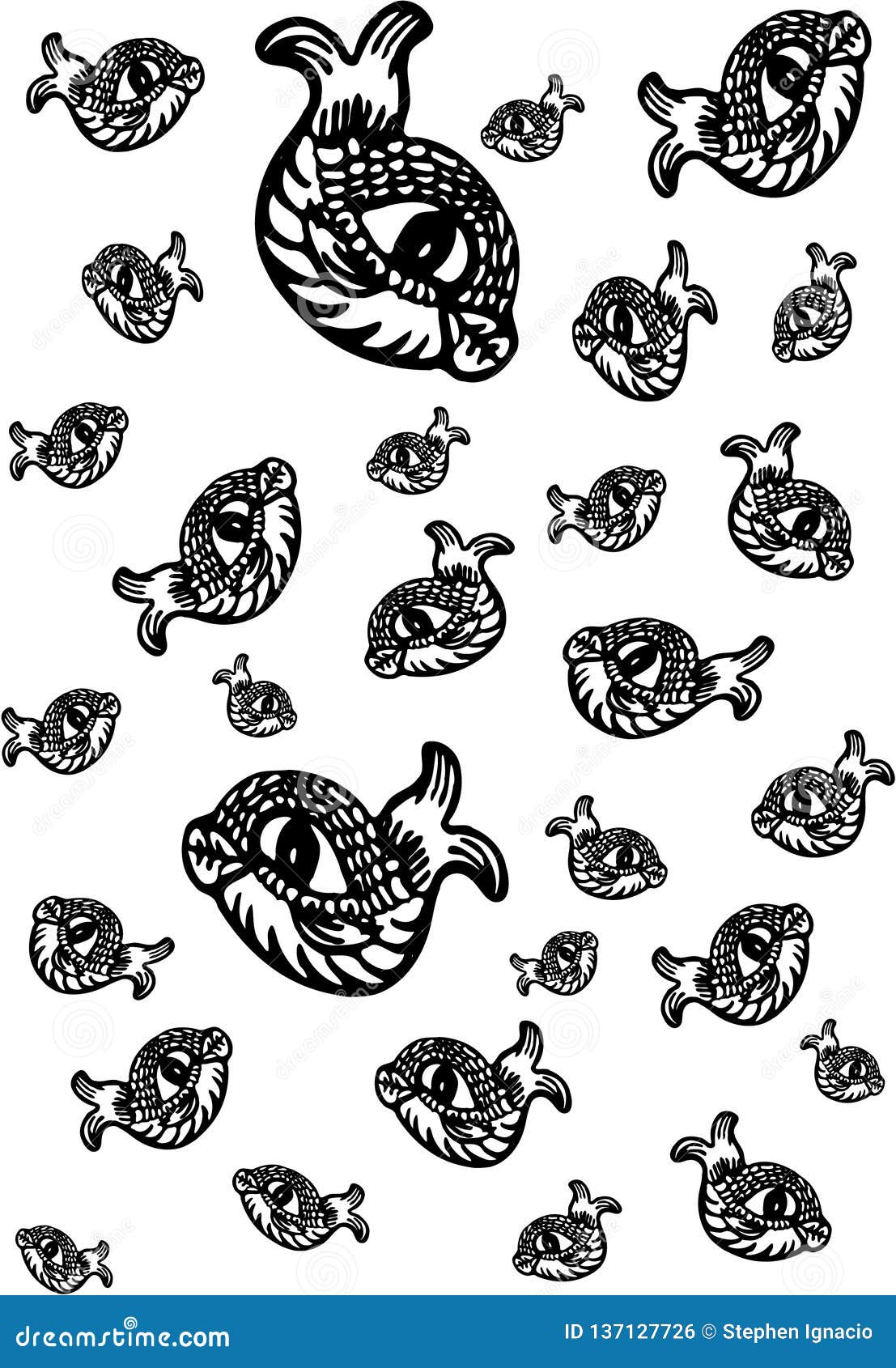 Decorative fish pattern stock illustration. Illustration of sized ...