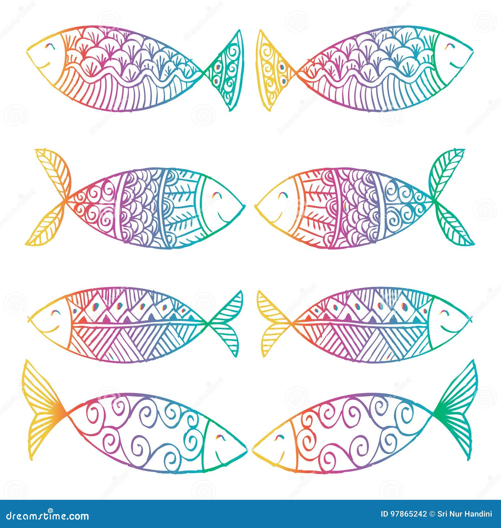 Decorative fish pattern. stock illustration. Illustration of design ...
