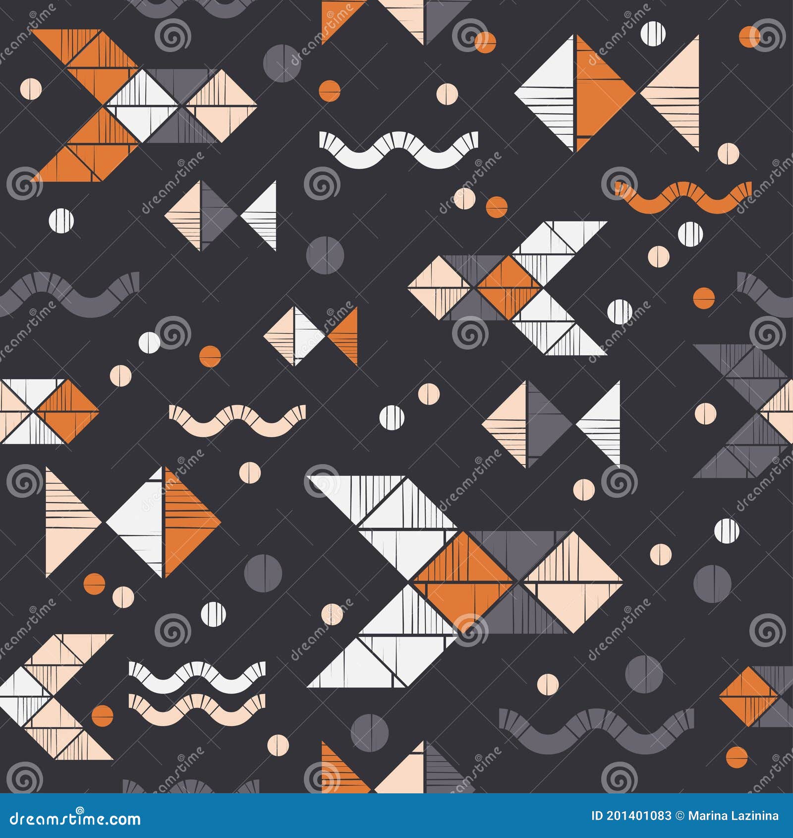 Decorative Fish from Triangles Floating in the Sea. Seamless Pattern ...