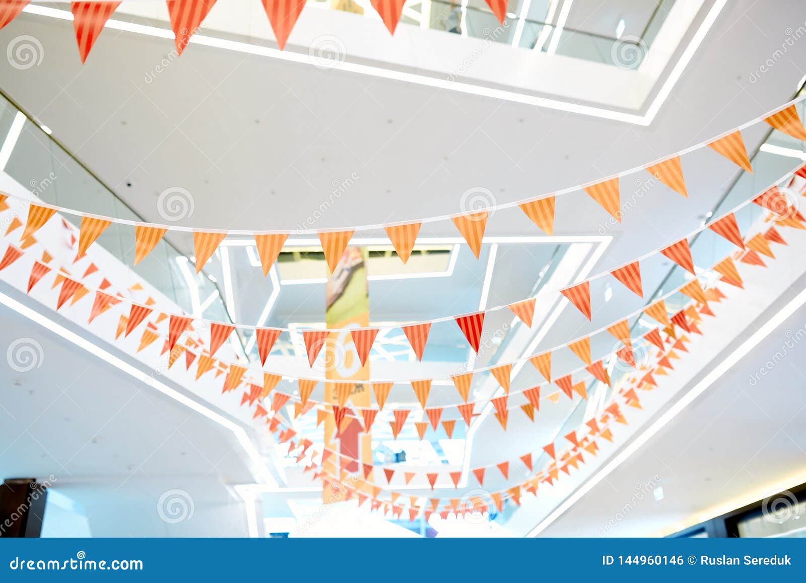 Decorative Flags in the Mall Stock Photo - Image of bright, interior ...