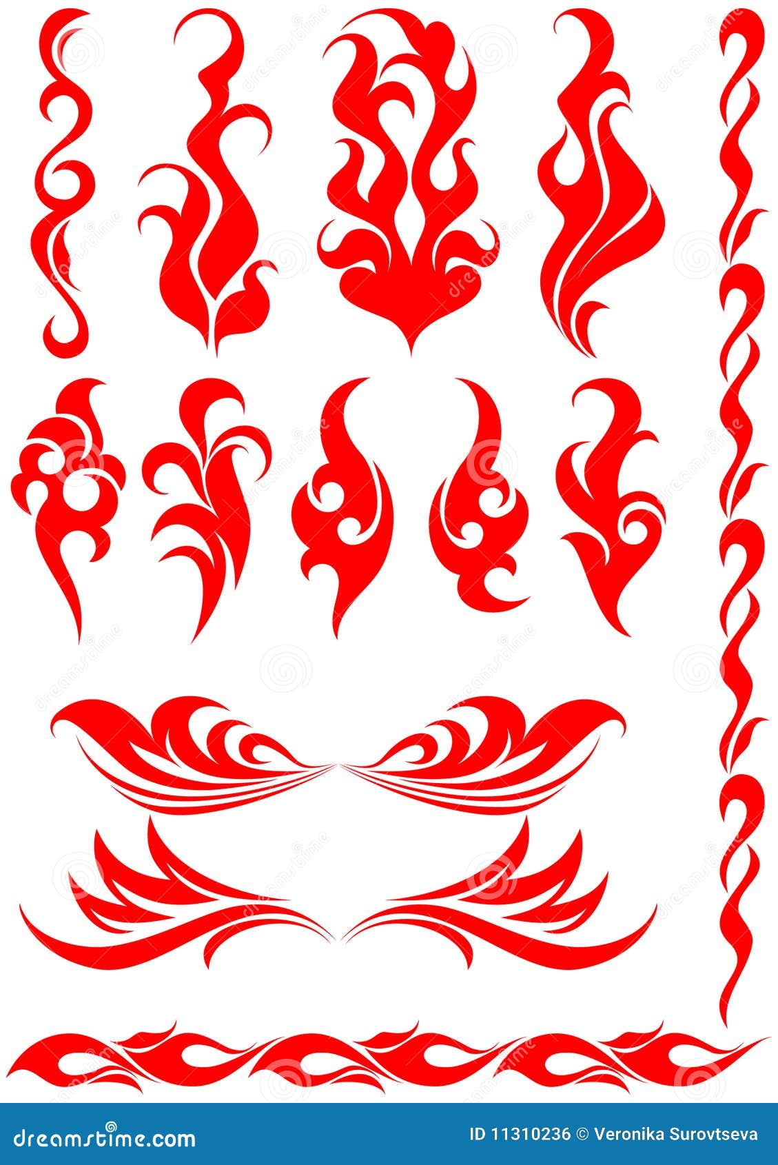 Decorative flame set stock vector. Illustration of conflagration - 11310236