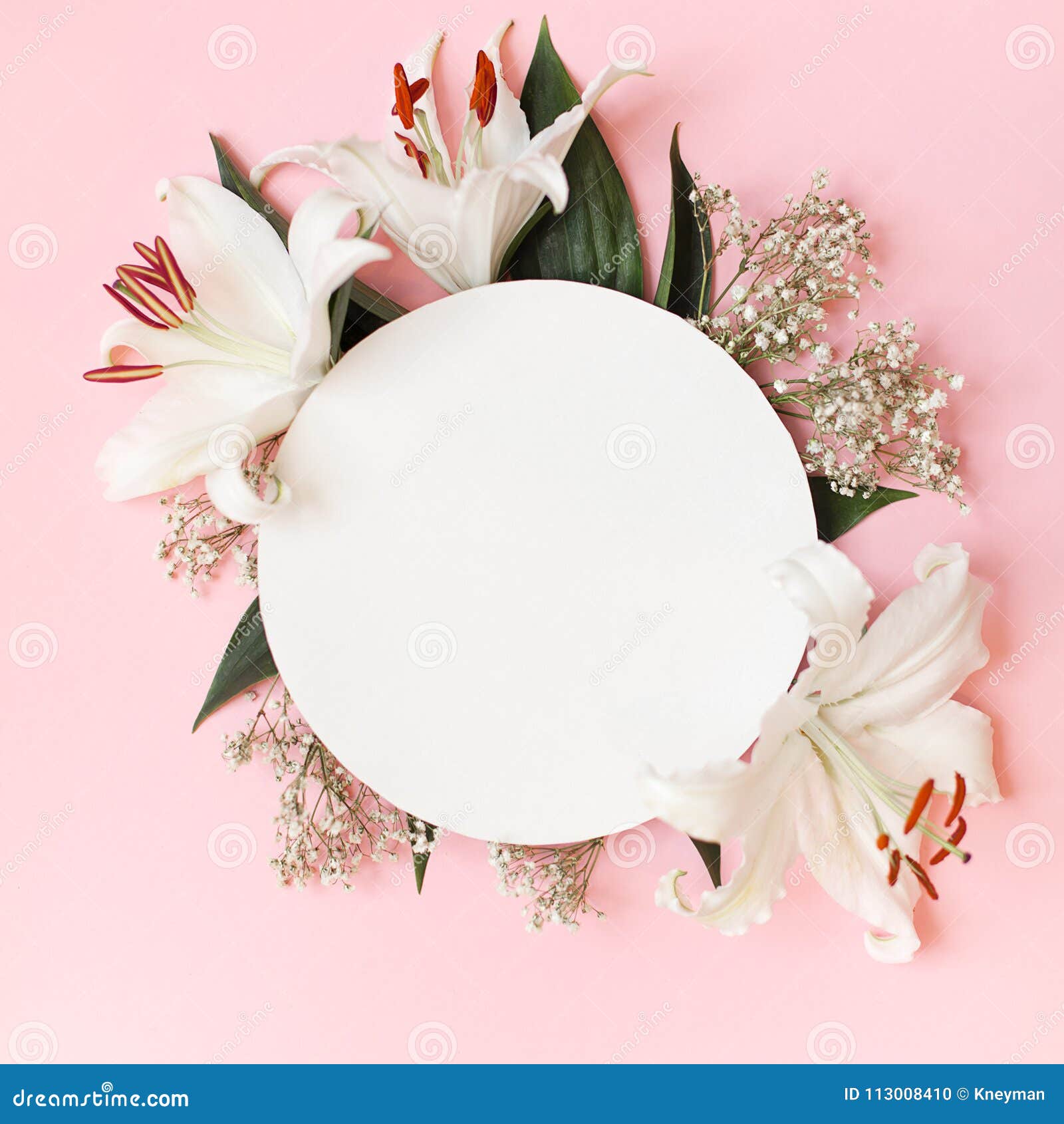 Decorative Flat Lay Composition with Flowers. Flat Lay, Top View on ...