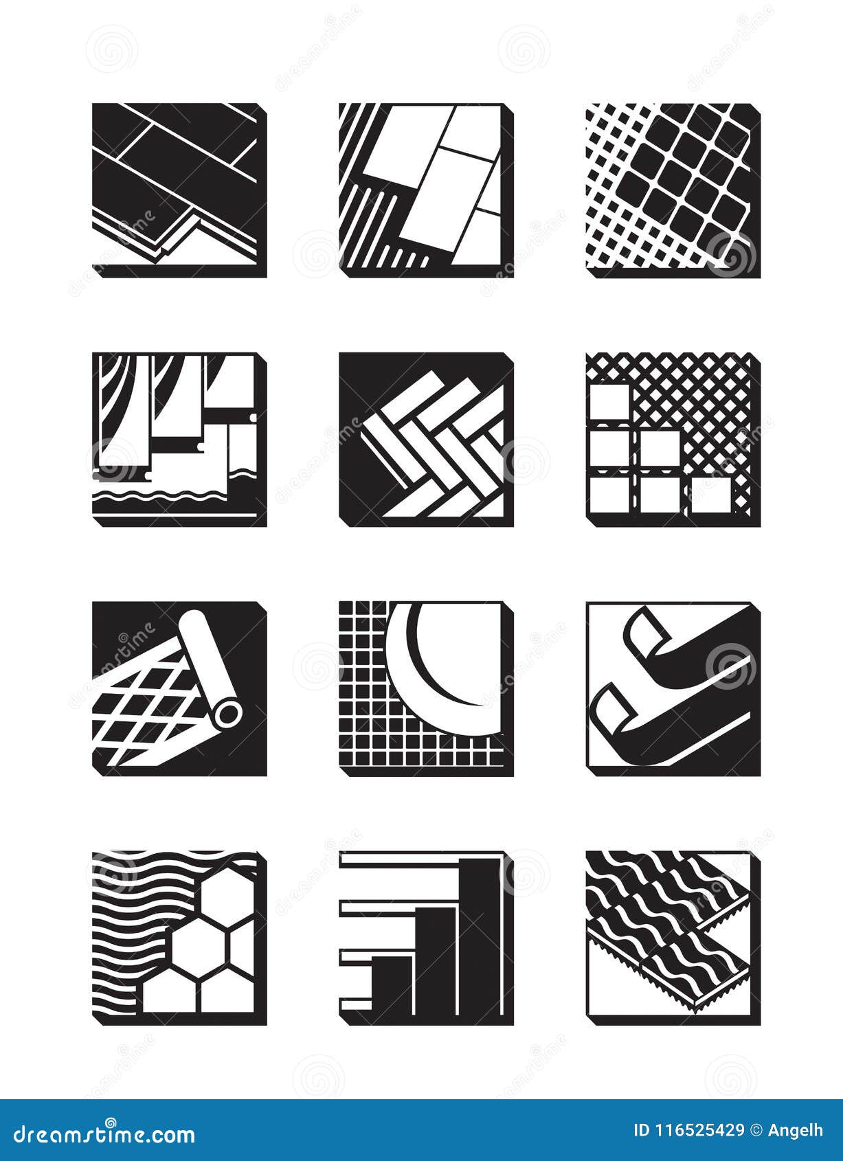 Decorative Flooring Icon Set Stock Vector - Illustration of planking ...