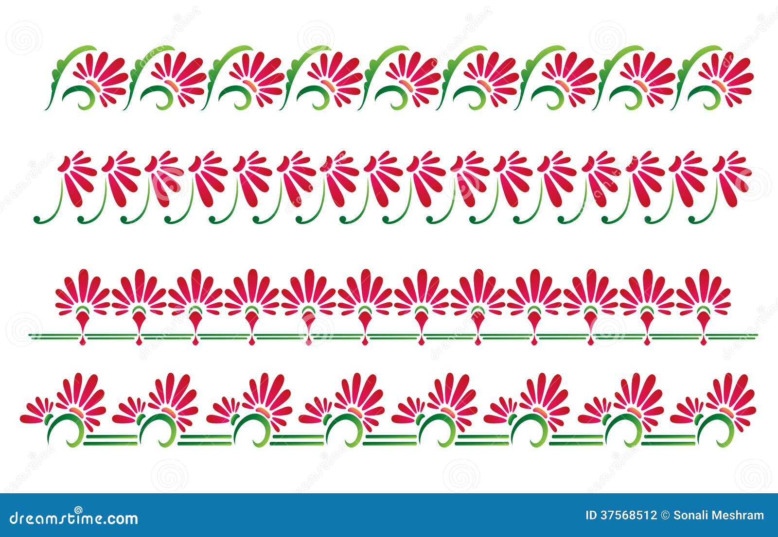 Decorative floral borders stock illustration. Illustration of isolated ...
