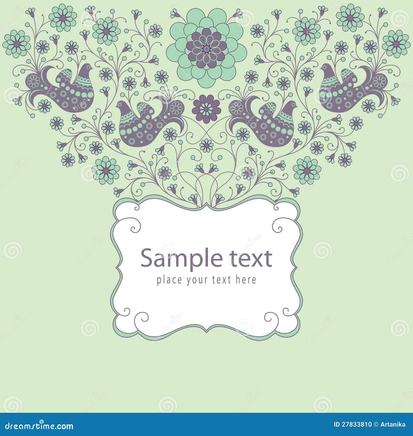 Decorative Floral Card with a Frame Stock Illustration - Illustration ...
