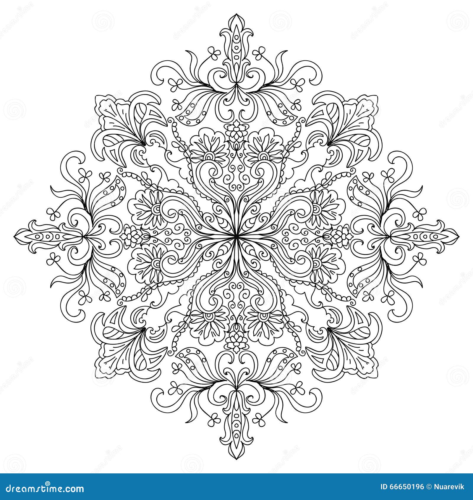Decorative Floral Coloring Page Stock Illustration - Illustration of ...